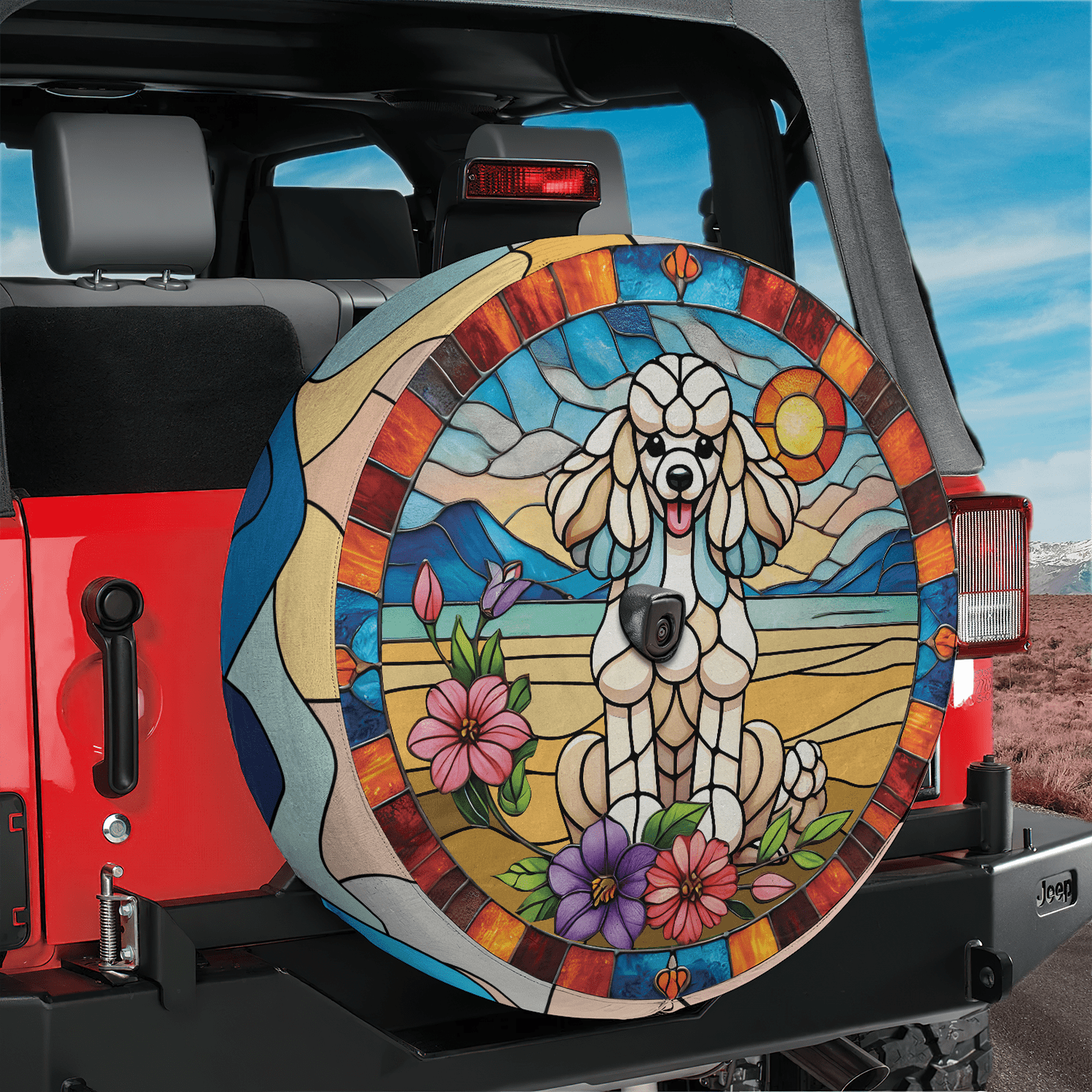 Lotusprinthandmade Poodle Dog Pattern Spare Tire Cover With Backup ...