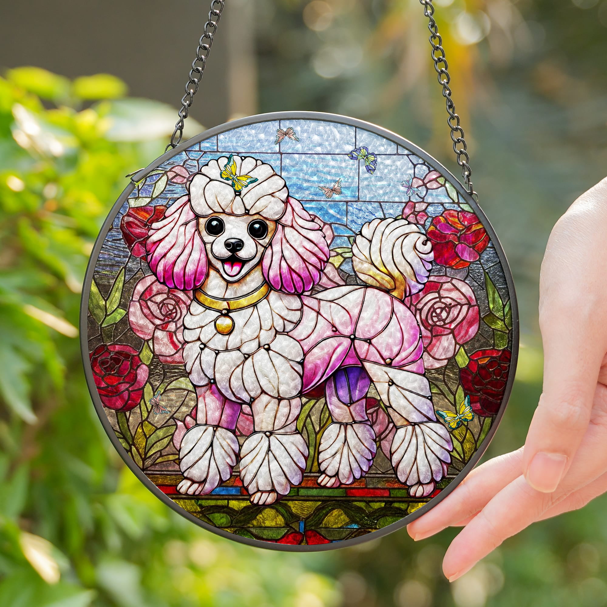 Lotusprinthandmade Poodle Dog Stained Glass Suncatcher for Window ...