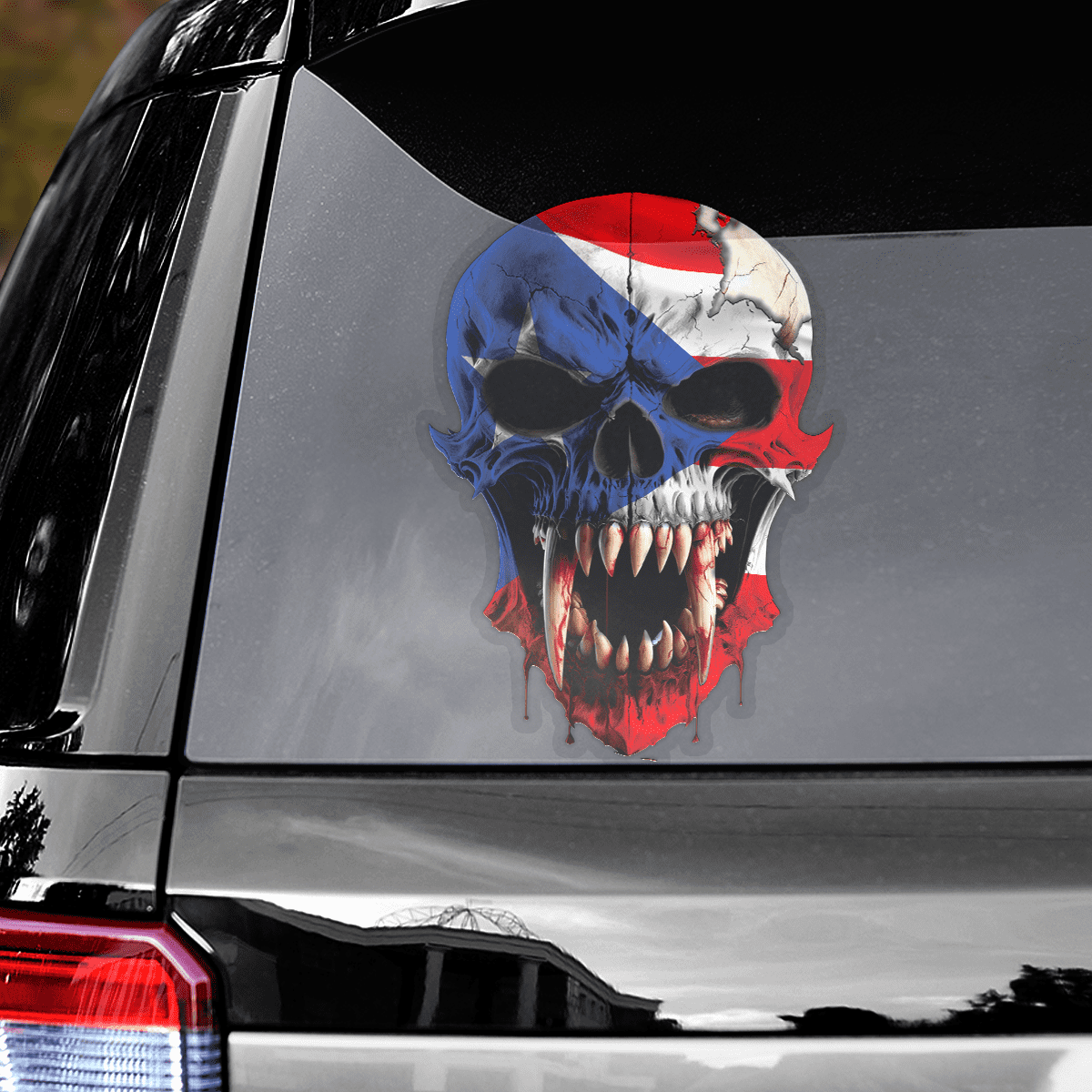 Lotusprinthandmade Puerto Rico Flag Skull Transparent Vinyl Decal 4 ...