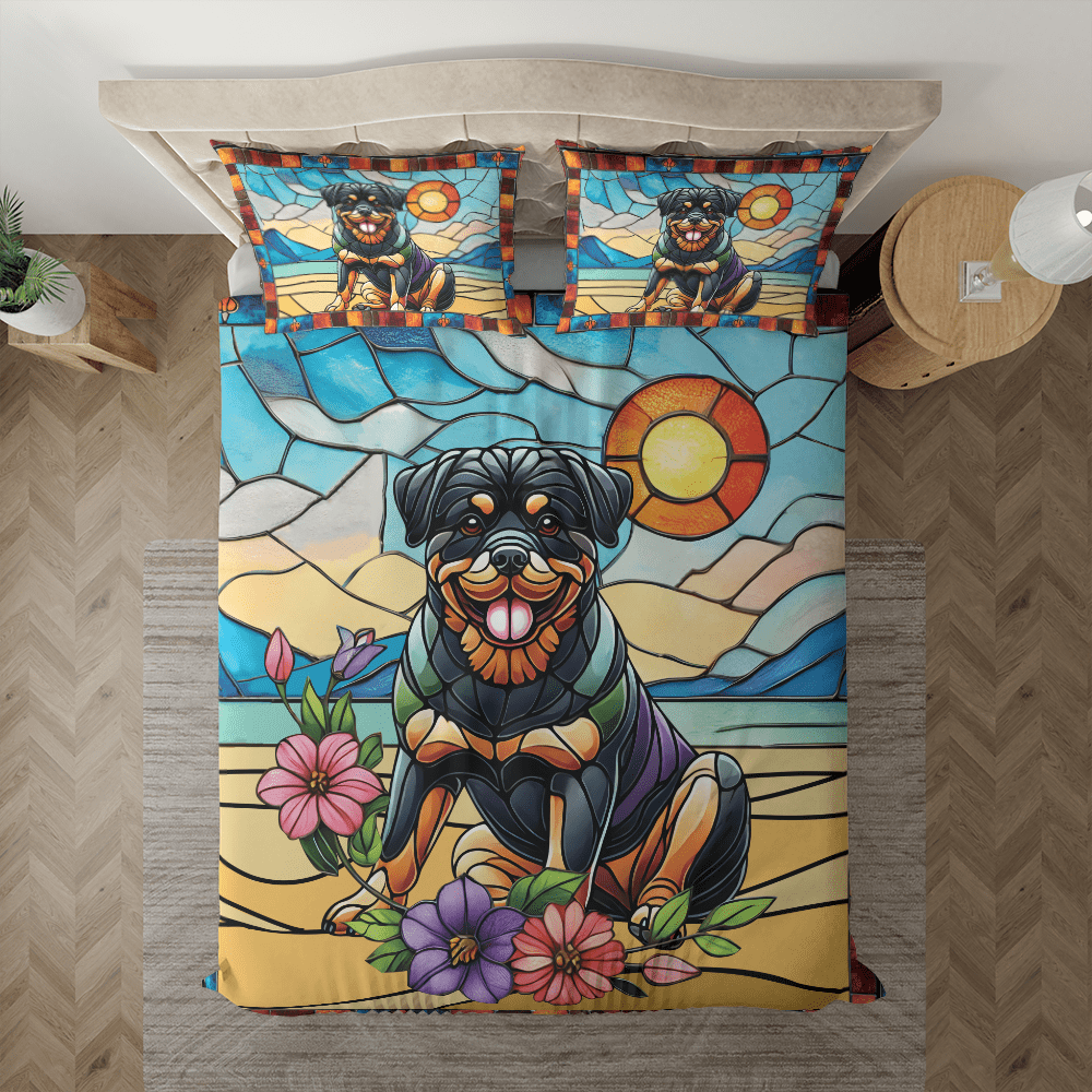 Lotusprinthandmade Rottweiler Dog Pattern Bedding Set (Made in Vietnam ...