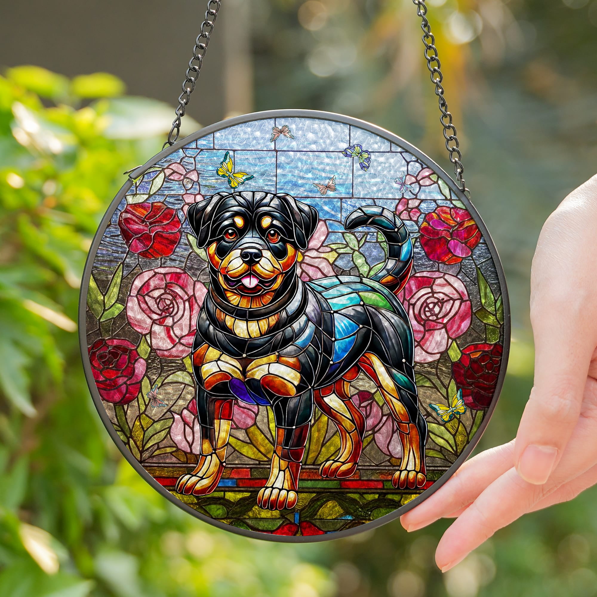 Lotusprinthandmade Rottweiler Dog Stained Glass Suncatcher for Window ...