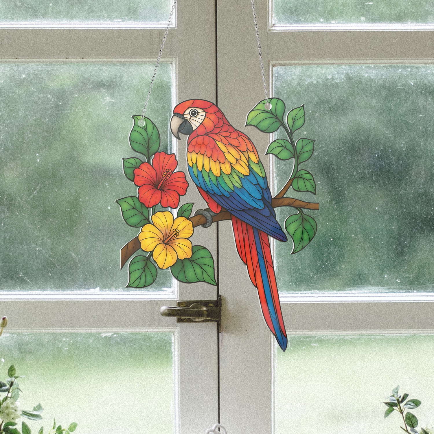 Lotusprinthandmade Scarlet Macaw Lovers Custom Shape Window Hanging ...