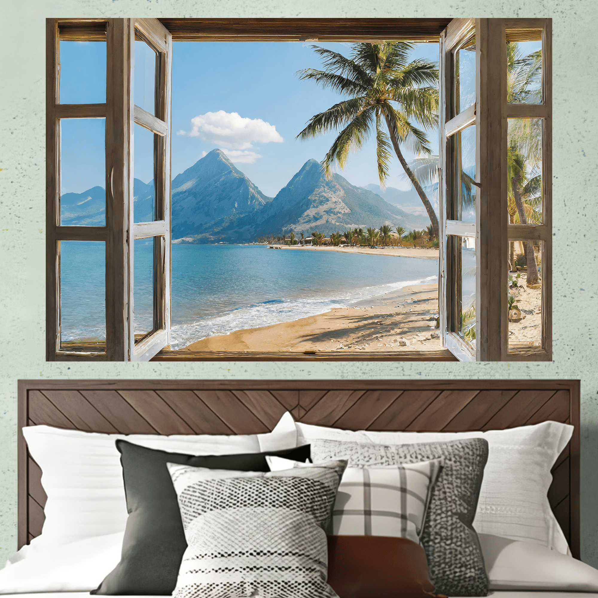 Lotusprinthandmade Scenic Beach View from Open Window Poster 16" x 24 ...