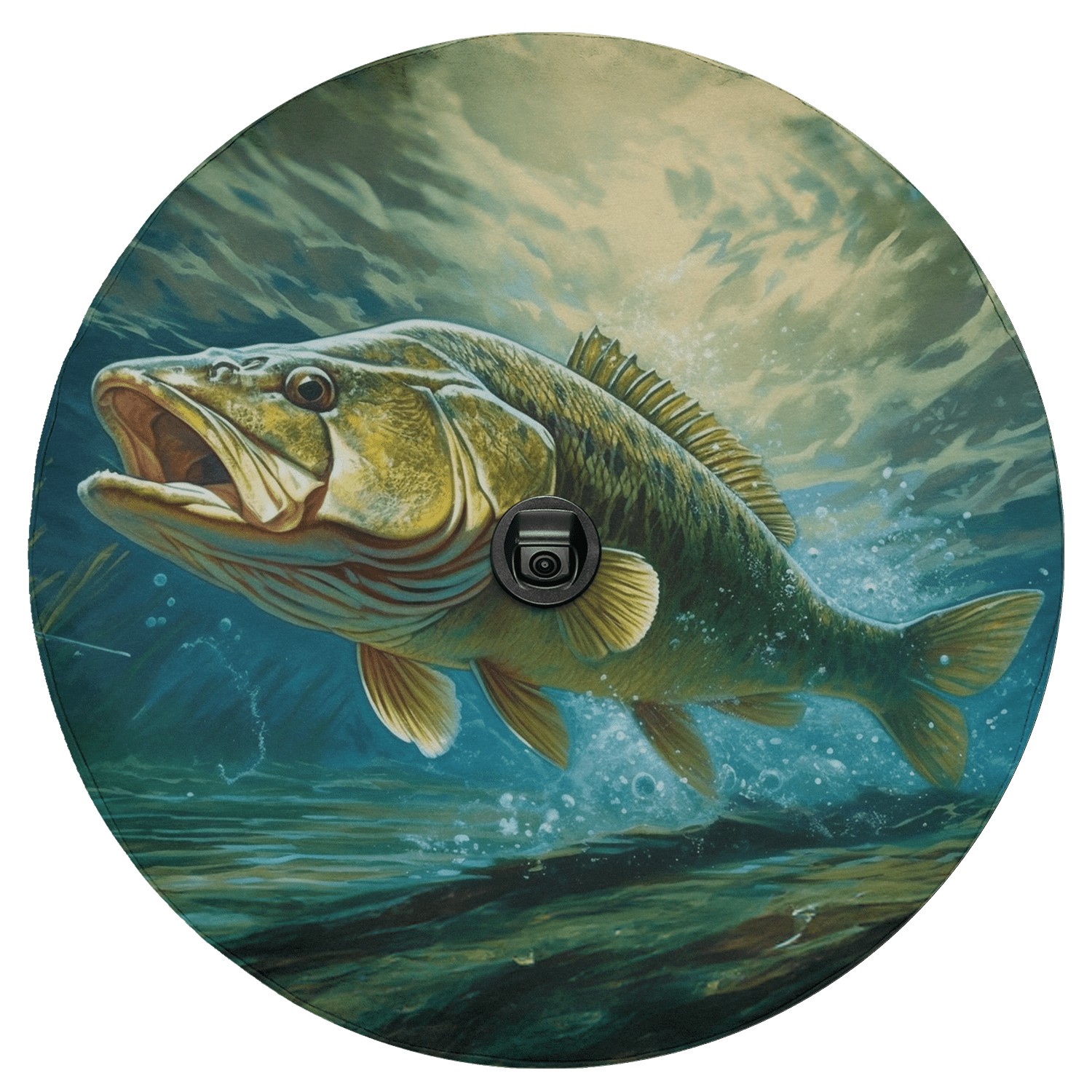 Lotusprinthandmade Sea Bass Fishing Fish Spare Tire Cover With Backup ...