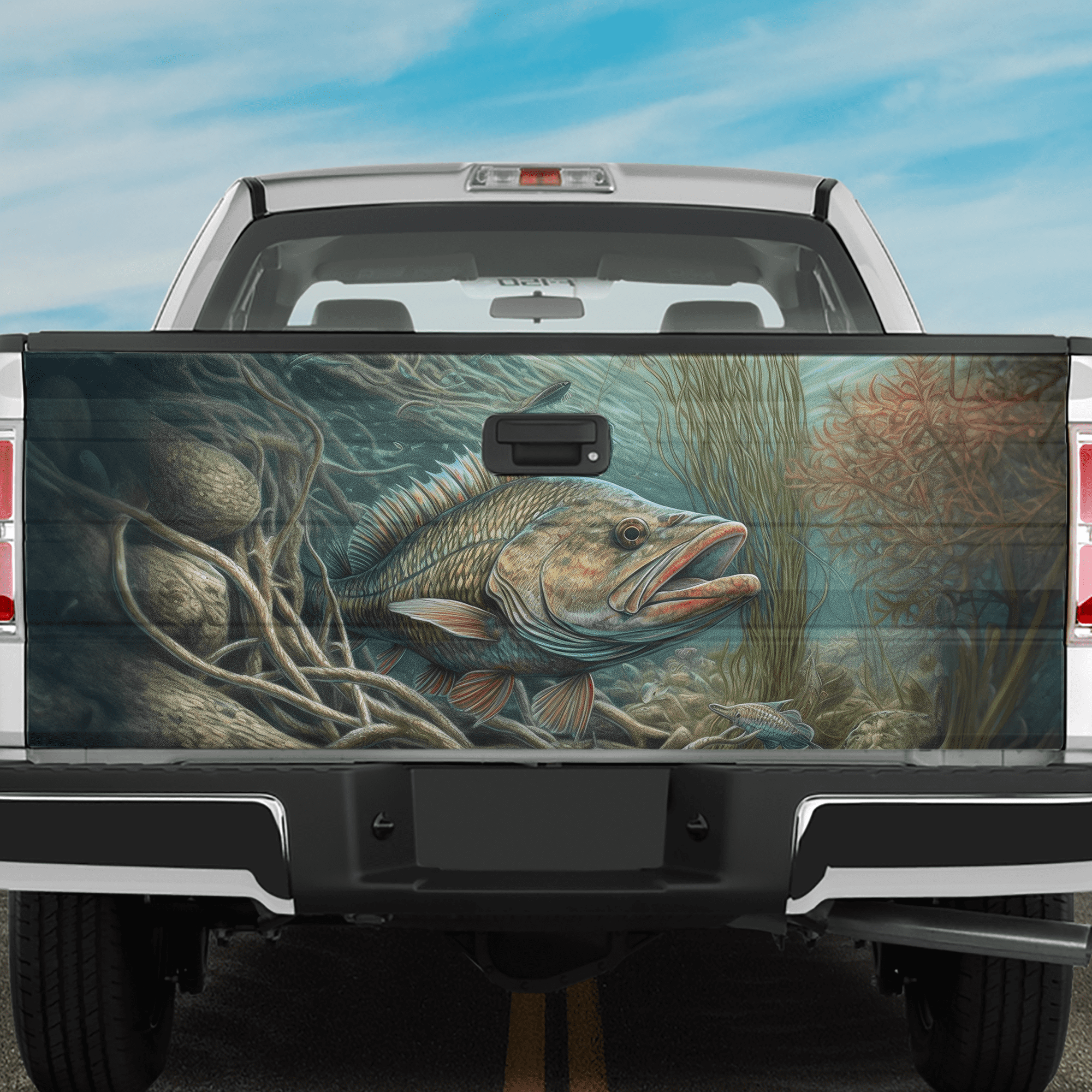 Lotusprinthandmade Sea Bass Fishing Fish Truck Tailgate Wrap 2 Sizes ...