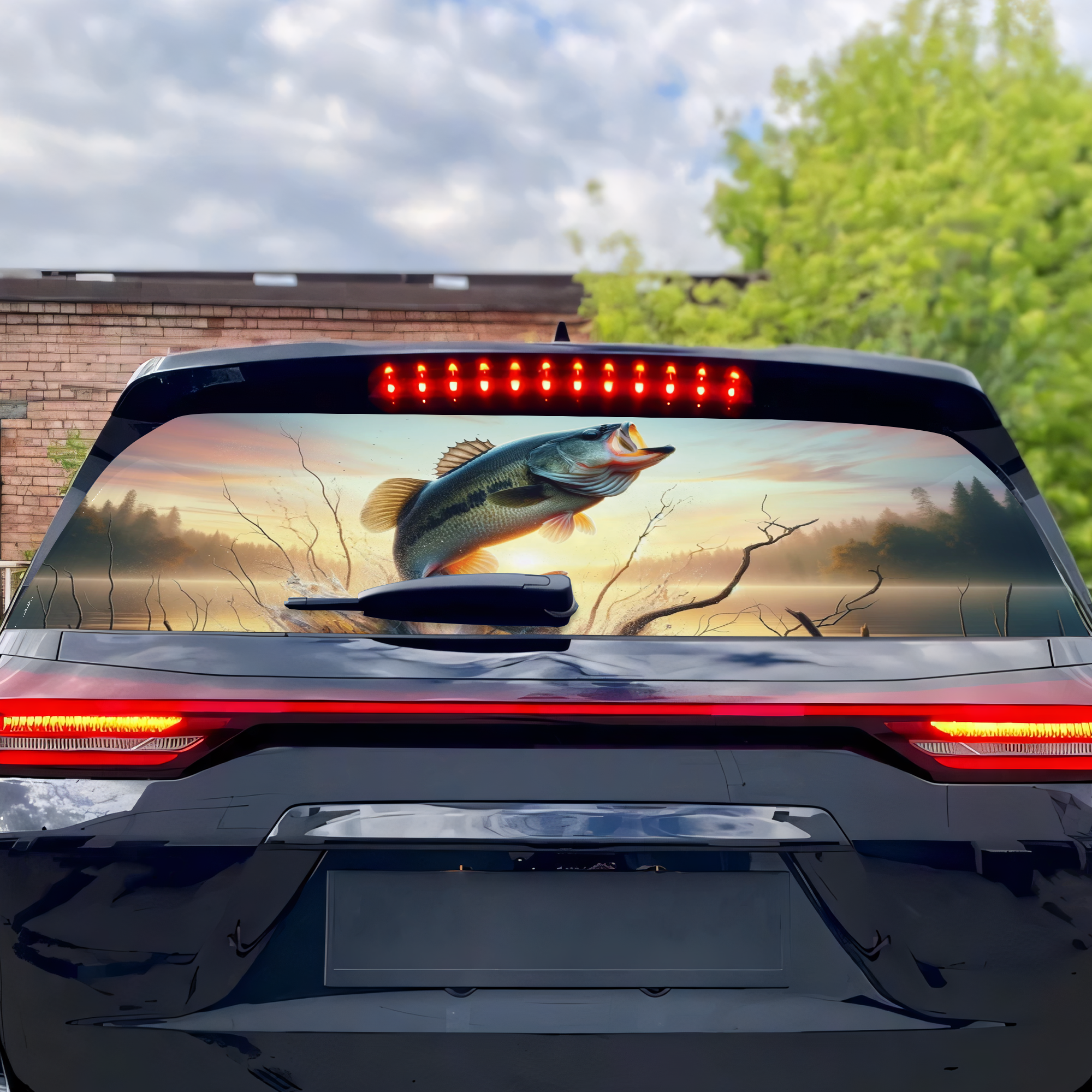 Lotusprinthandmade Sea Bass Fishing Rear Window Car Decal 14" x 53", Fish Window Decals for ...