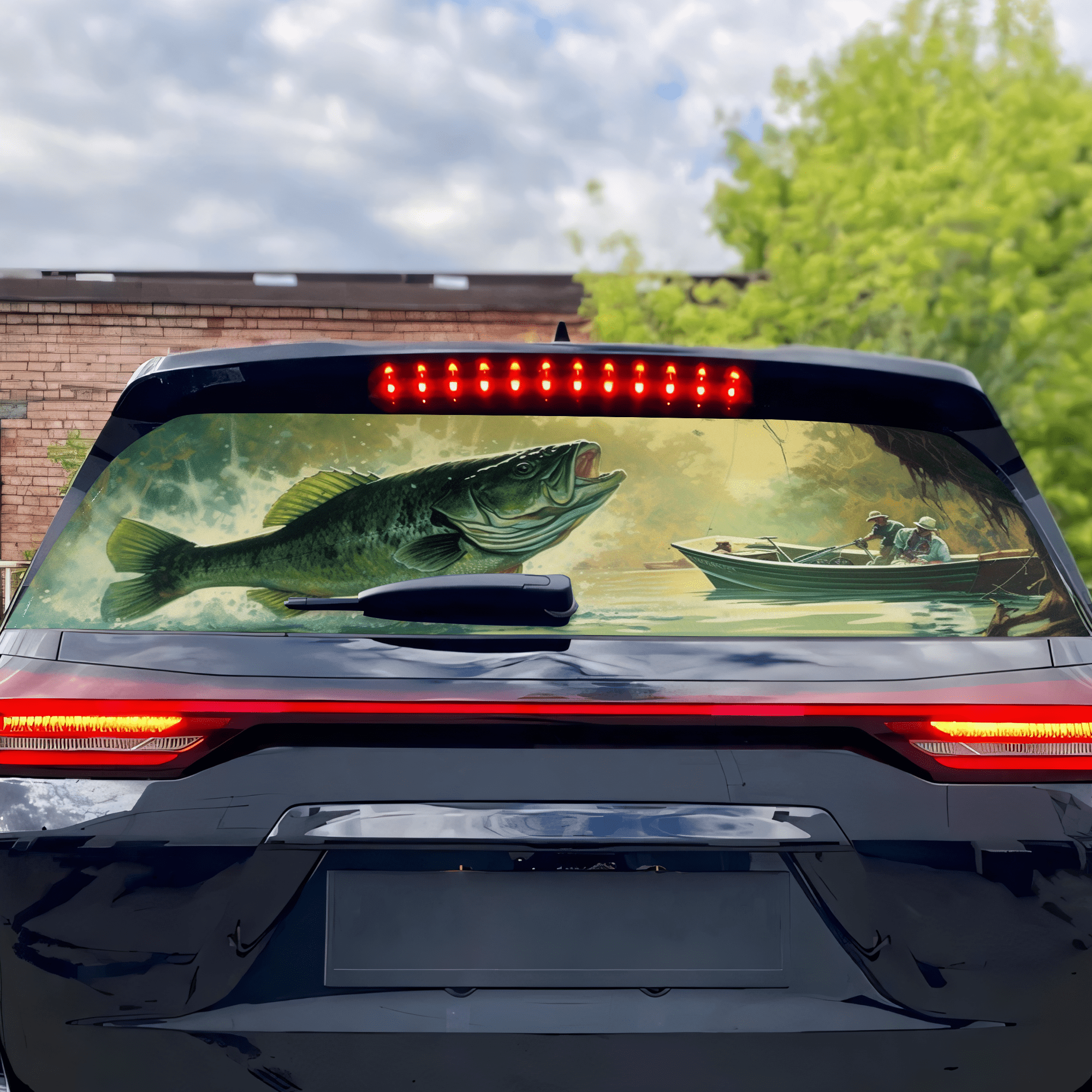 Lotusprinthandmade Sea Bass Fishing Rear Window Car Decal 14" x 53 ...