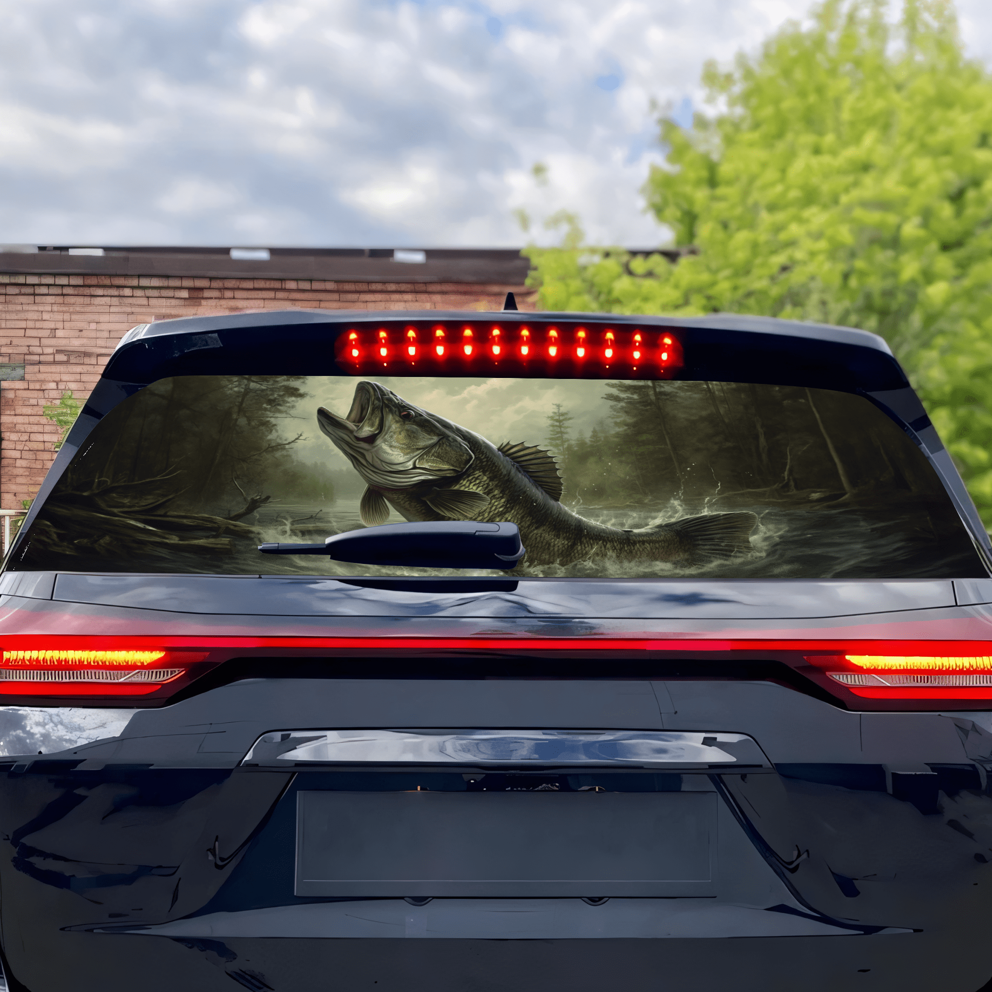 Lotusprinthandmade Sea Bass Fishing Rear Window Car Decal 18" x 58 ...