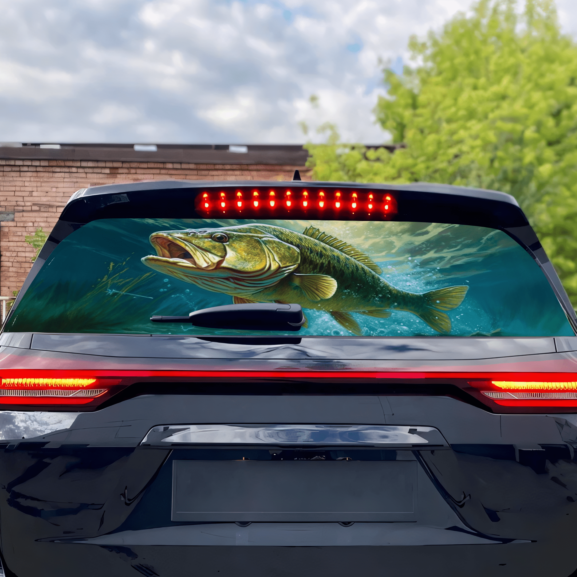 Lotusprinthandmade Sea Bass Fishing Rear Window Car Decal 22" x 65 ...