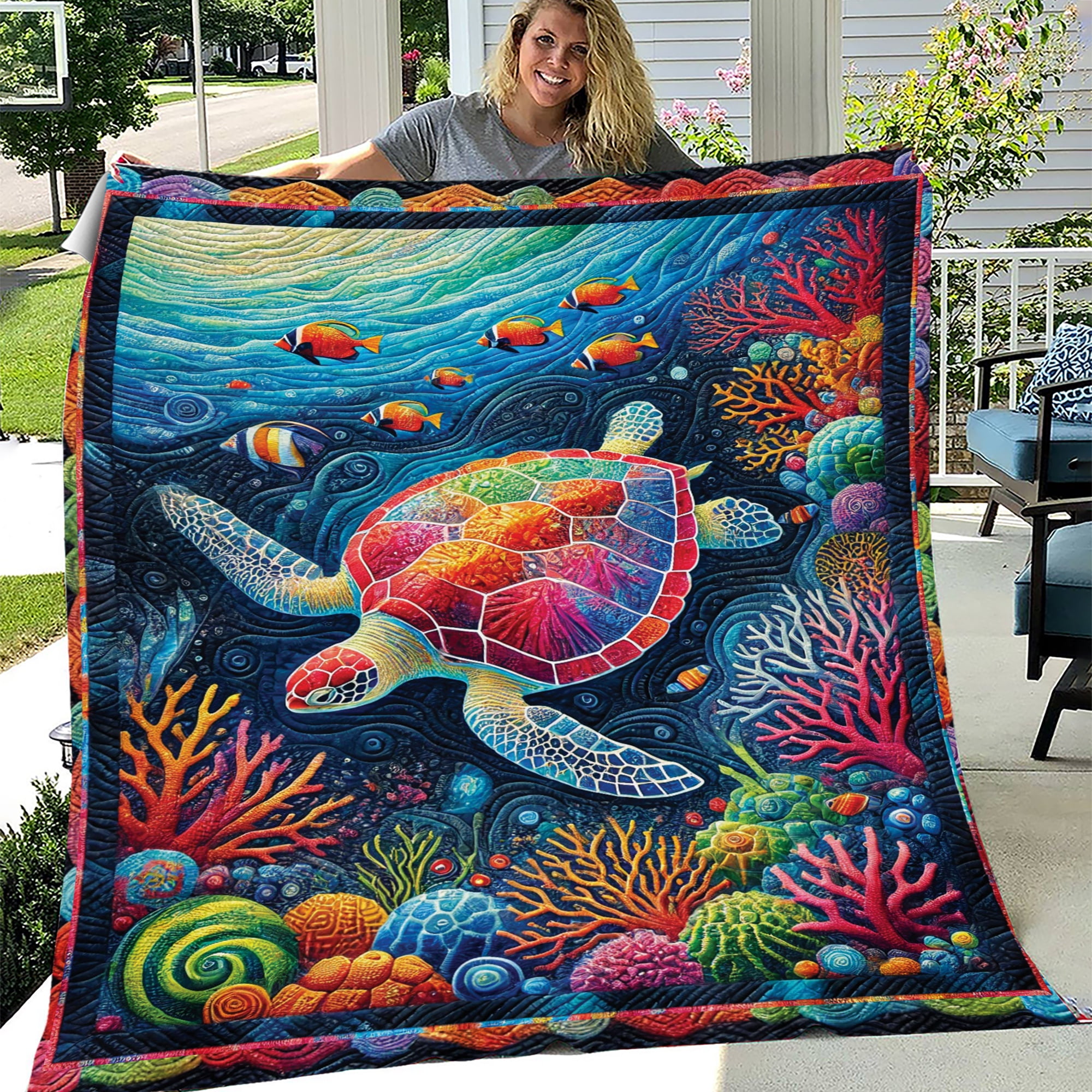 Lotusprinthandmade Sea Turtle Fleece Blanket 2 Sizes (Made in US) (60 ...