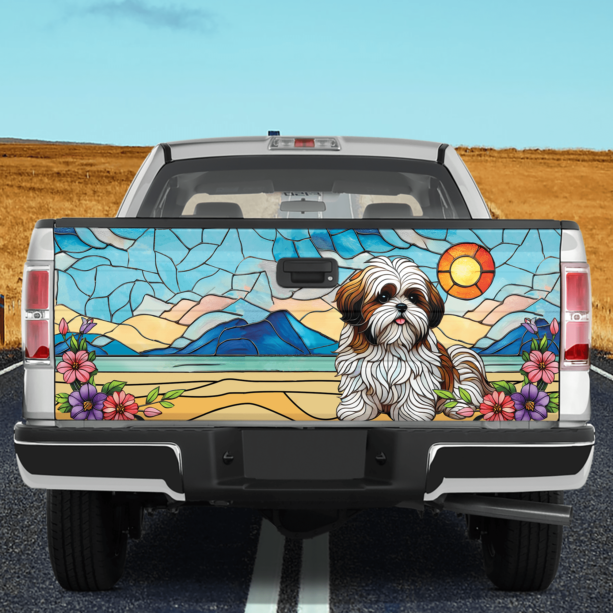 Lotusprinthandmade Shih Tzu Dog Pattern Tailgate Wrap 2 Sizes (24"x58 ...