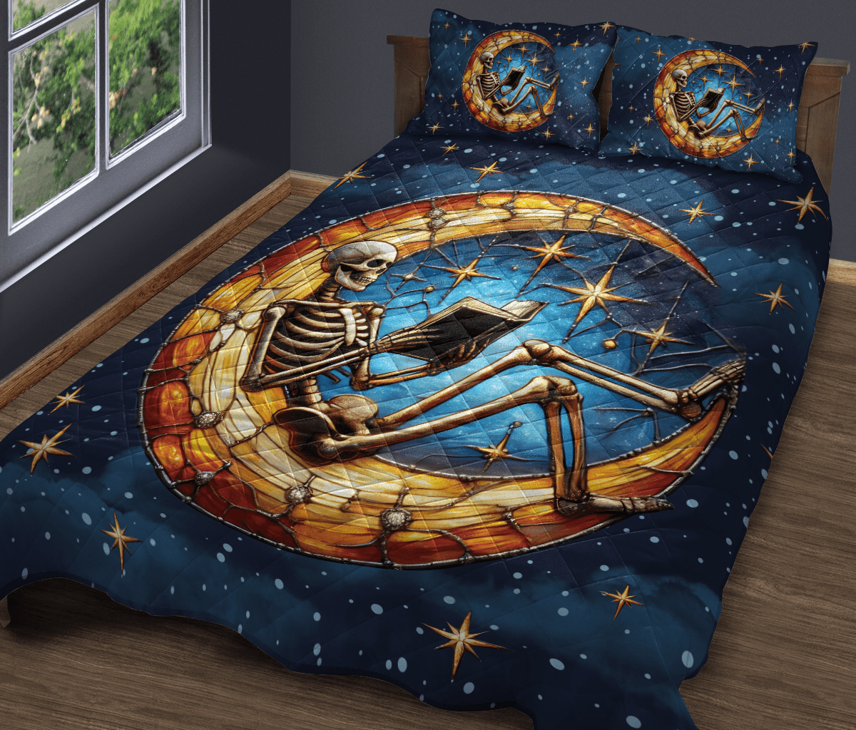 Lotusprinthandmade Skeleton Book Lovers Quilt Bedding Set (Fold Hem) 5 ...