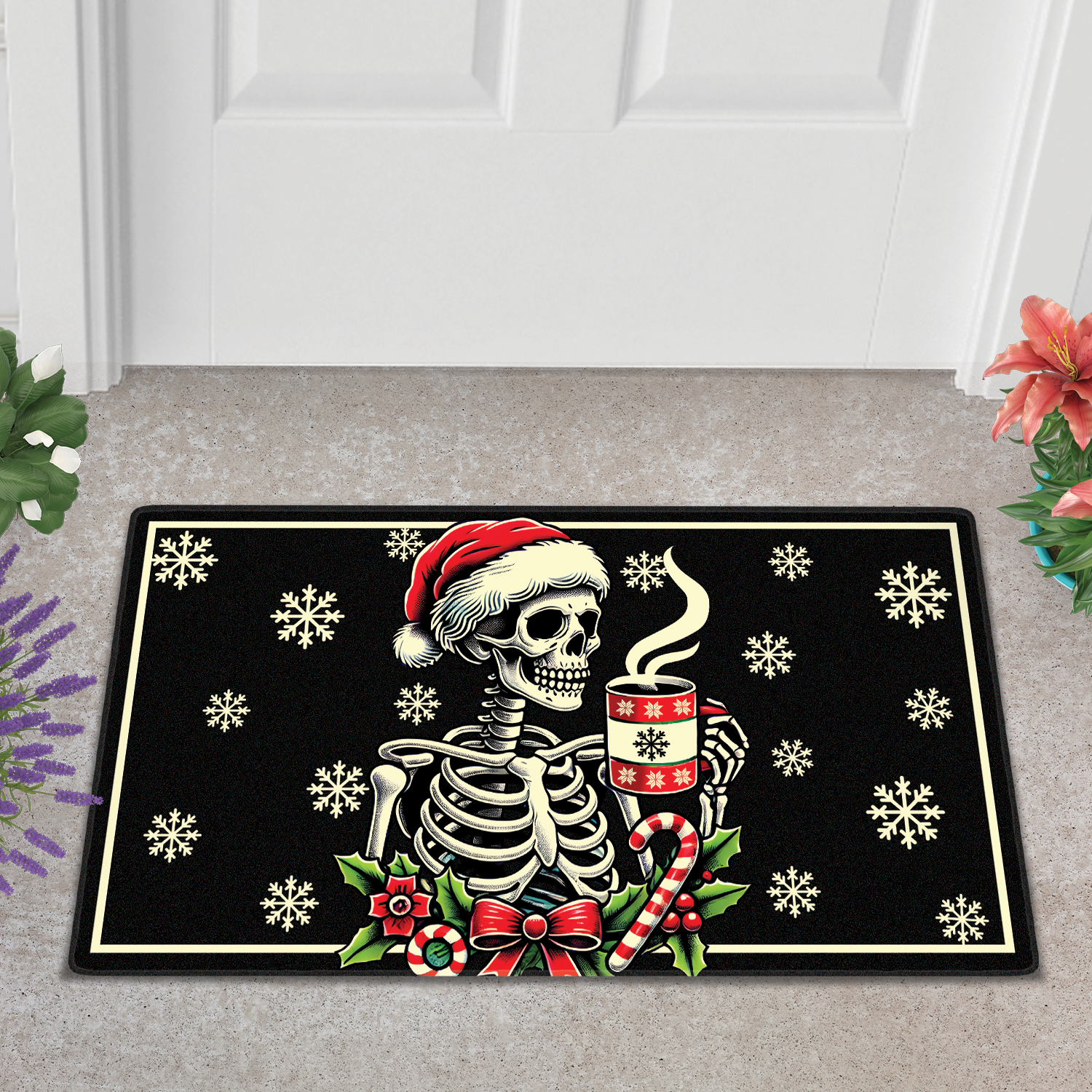 Lotusprinthandmade Skeleton Coffee Christmas Doormat 6 Sizes (20" x 35 ...