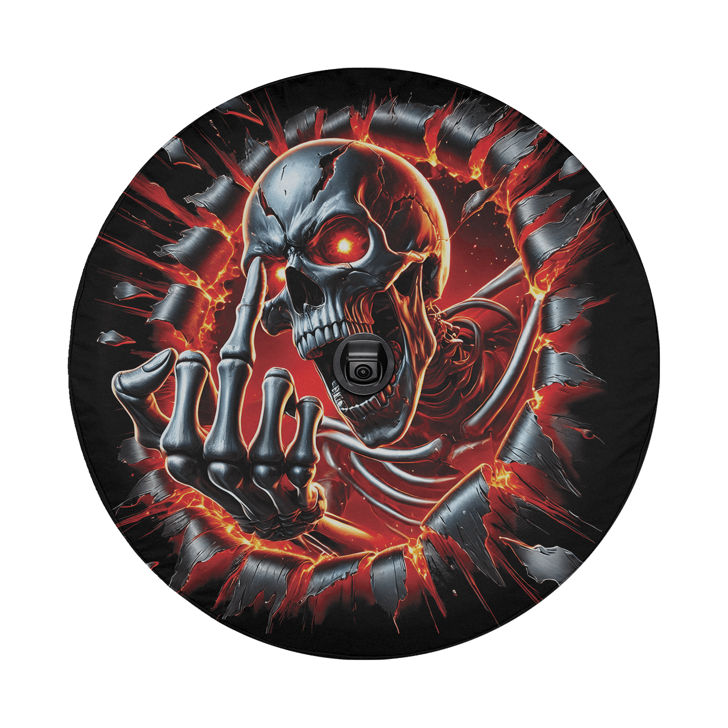 Lotusprinthandmade Skeleton Skull In The Bullet Hole Spare Tire Cover ...