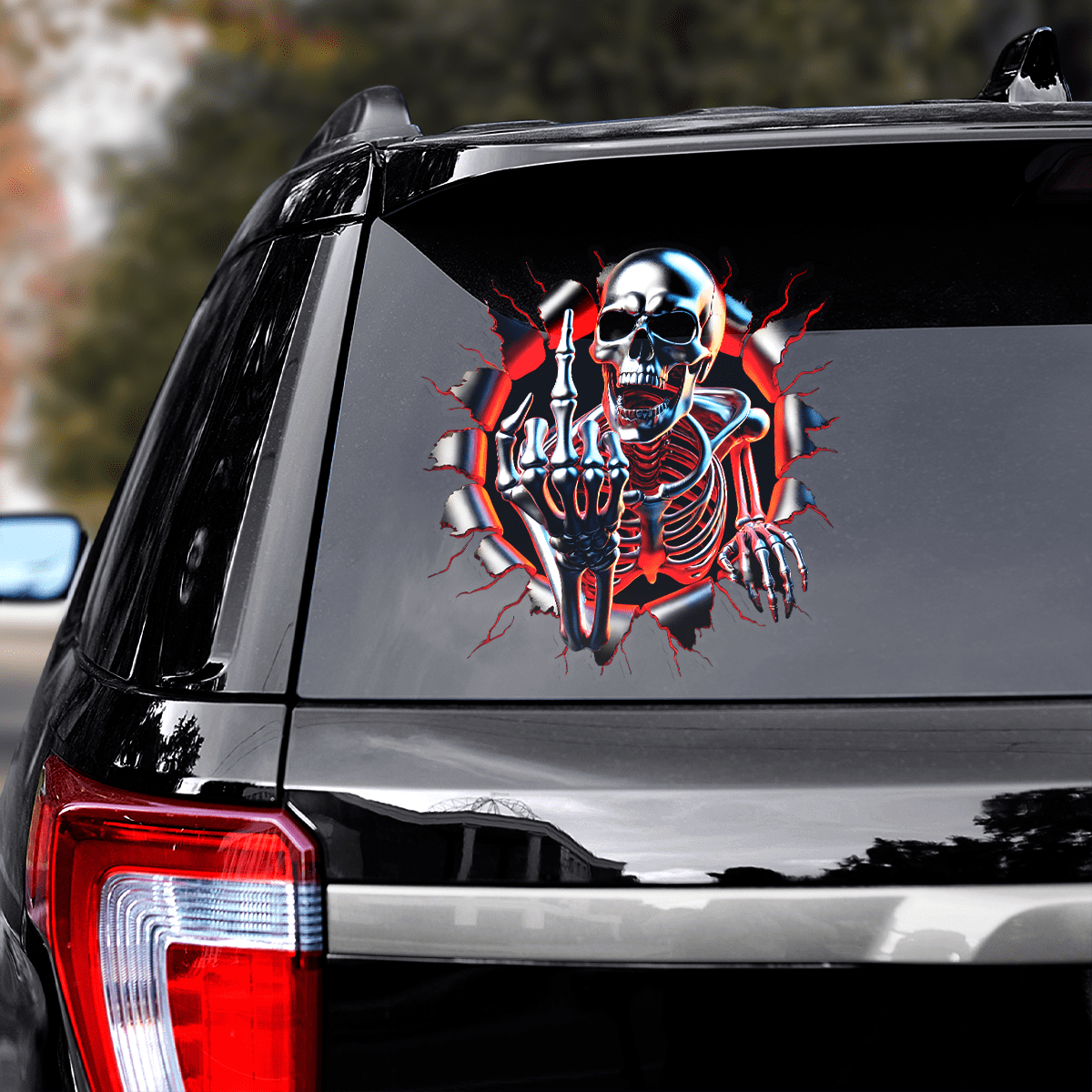 Lotusprinthandmade Skeleton Skull In The Bullet Hole Transparent Vinyl ...