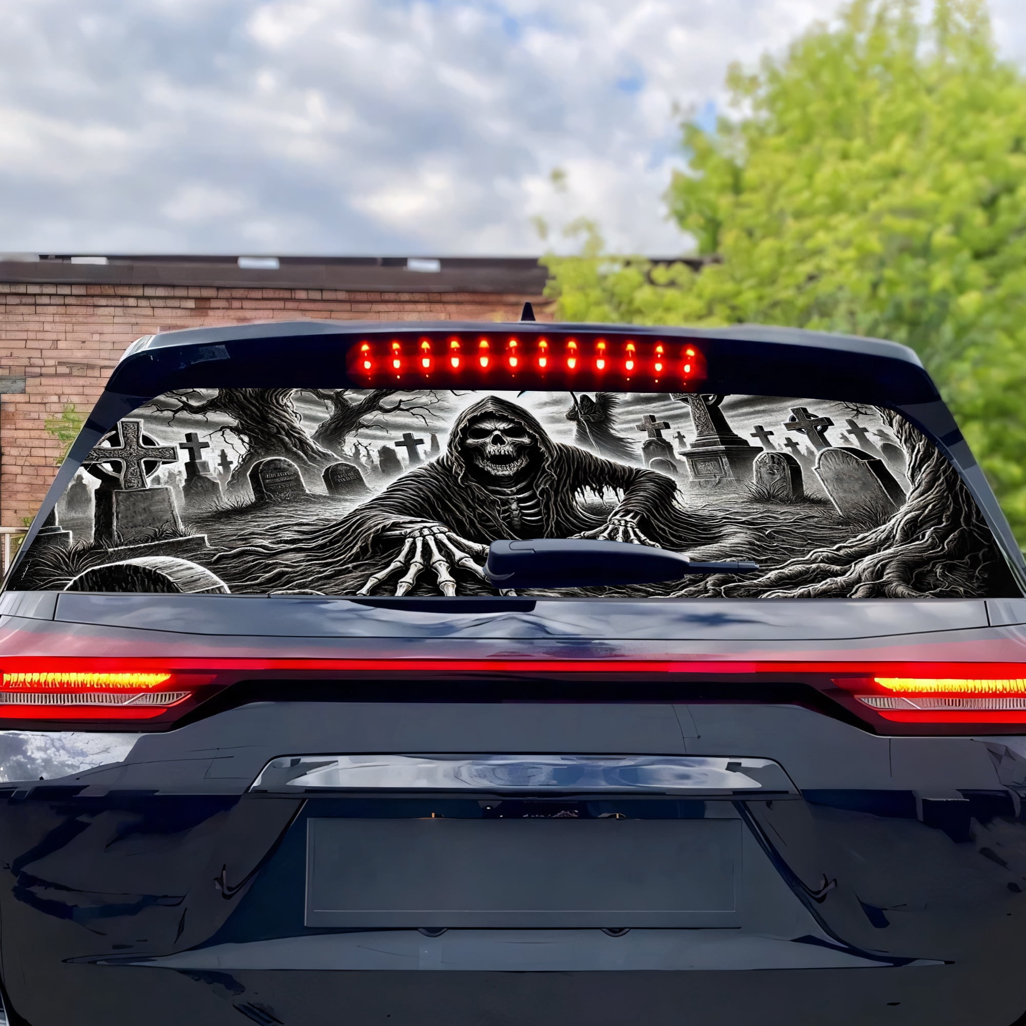 Lotusprinthandmade Skull Horror Rear Window Car Decal 3 Sizes (14x53 ...
