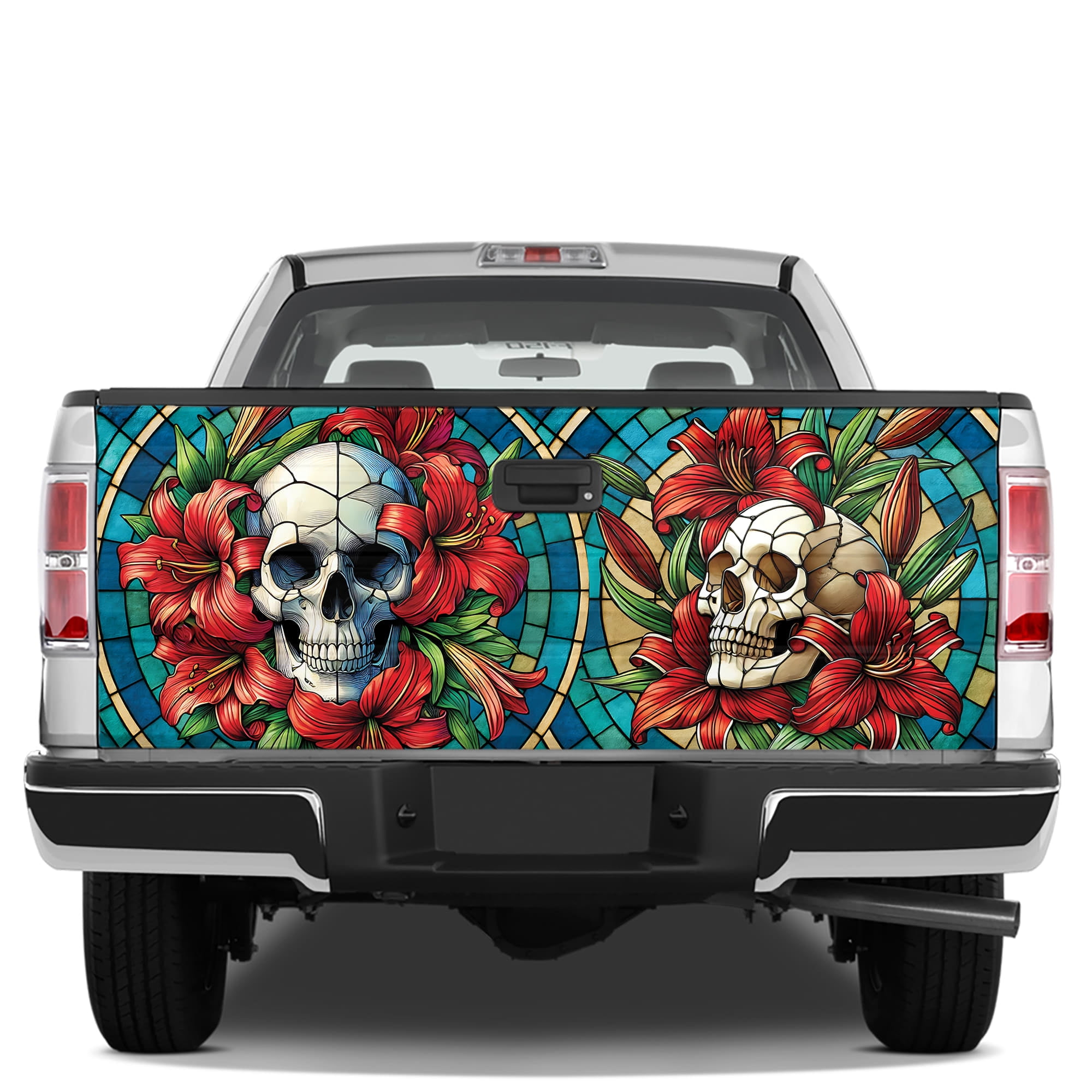 Lotusprinthandmade Skull Red Lily Tailgate Wrap 2 Sizes (24"x58 ...