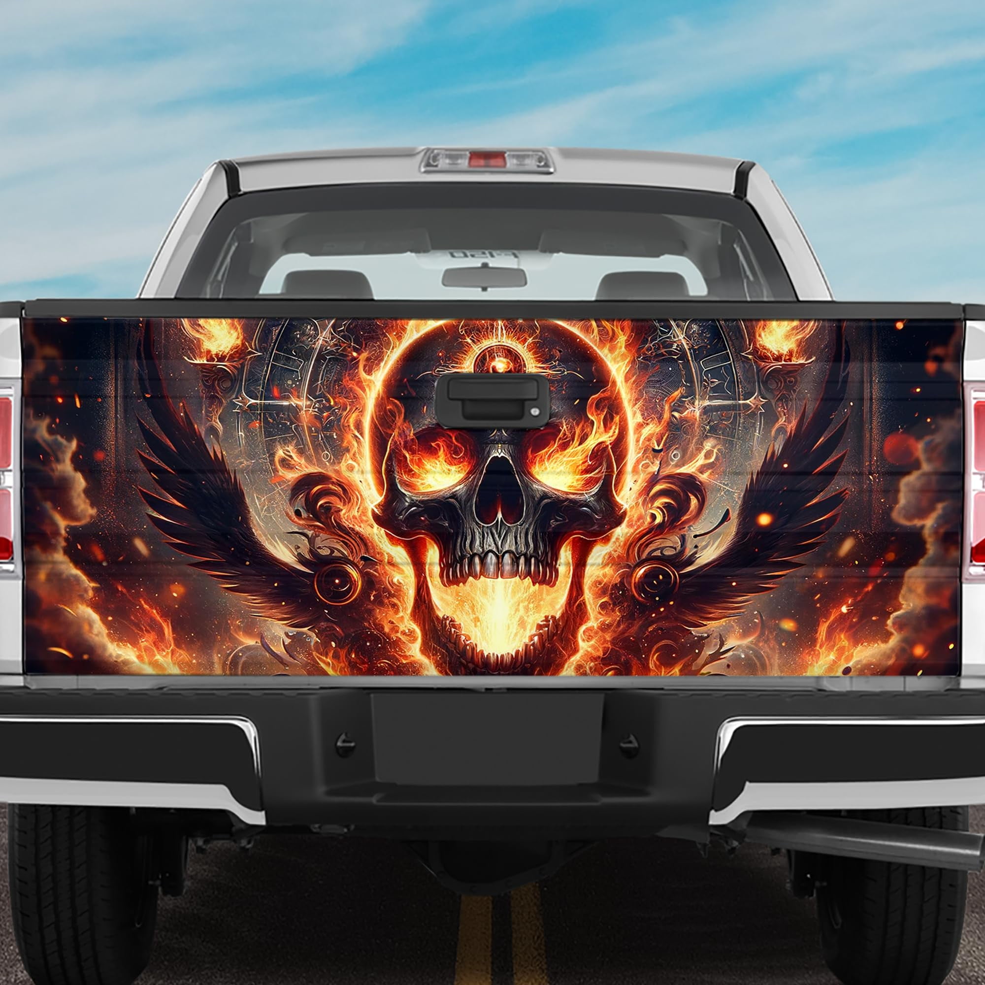 Lotusprinthandmade Skull Tailgate Wrap 24"x58", Skull Flame Truck ...