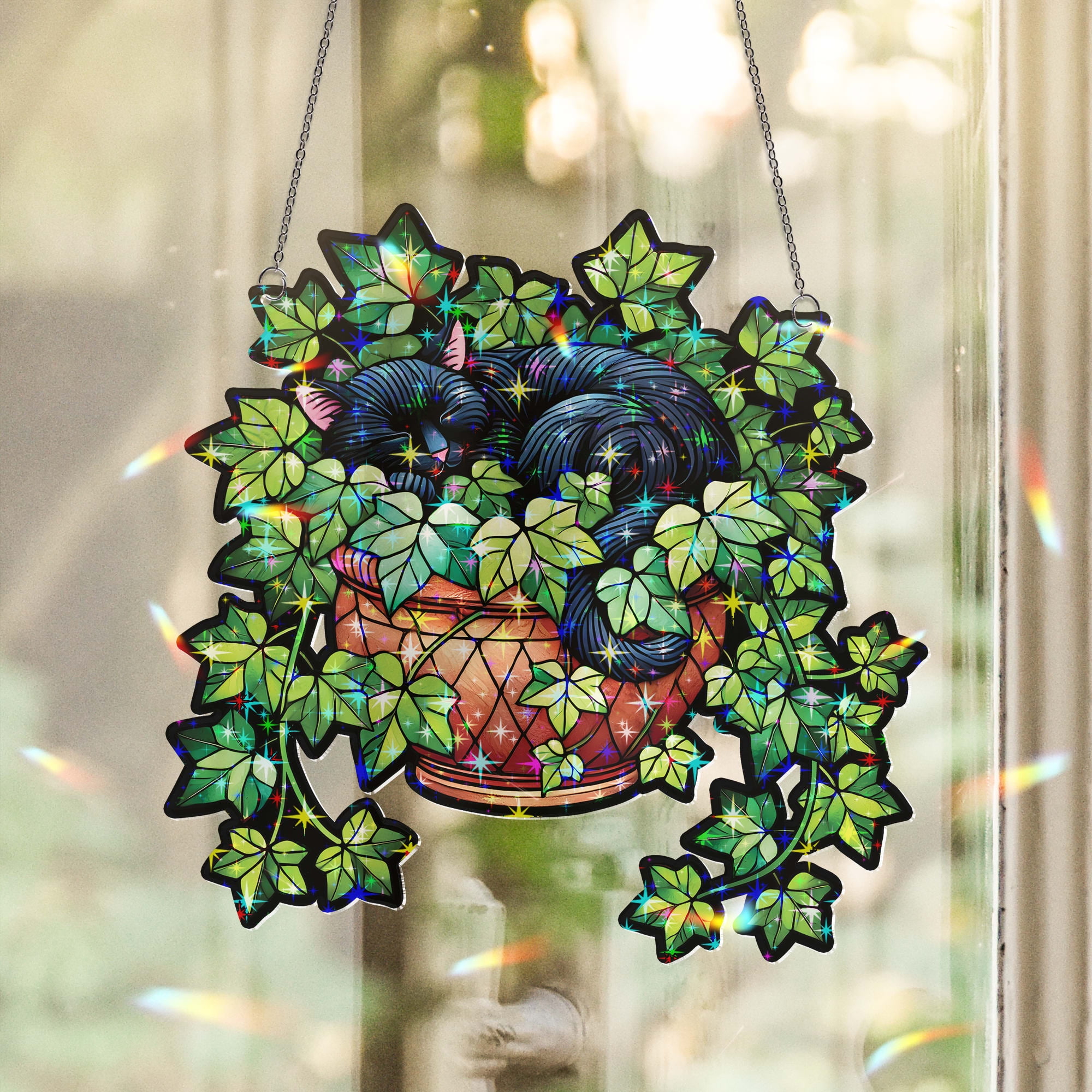 Lotusprinthandmade Sleeping Cat Lovers Custom Shape Star Hologram Ornament 10in, cute sleeping ...