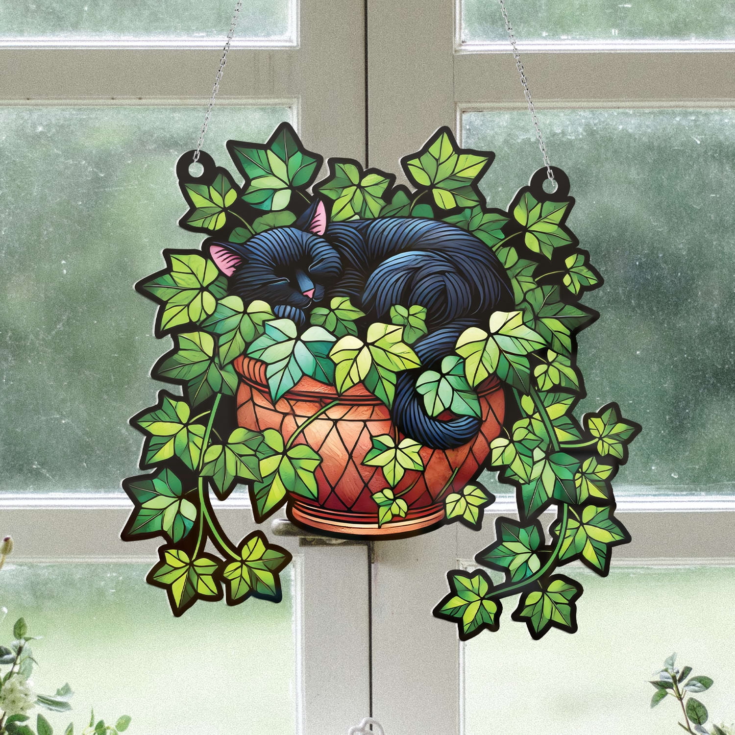 Lotusprinthandmade Sleeping Cat Lovers Custom Shape Window Hanging ...