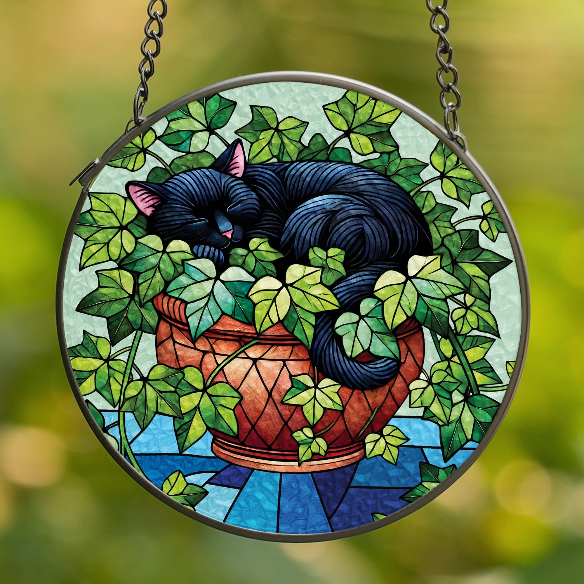 Lotusprinthandmade Sleeping Cat Lovers Stained Glass Suncatcher for ...