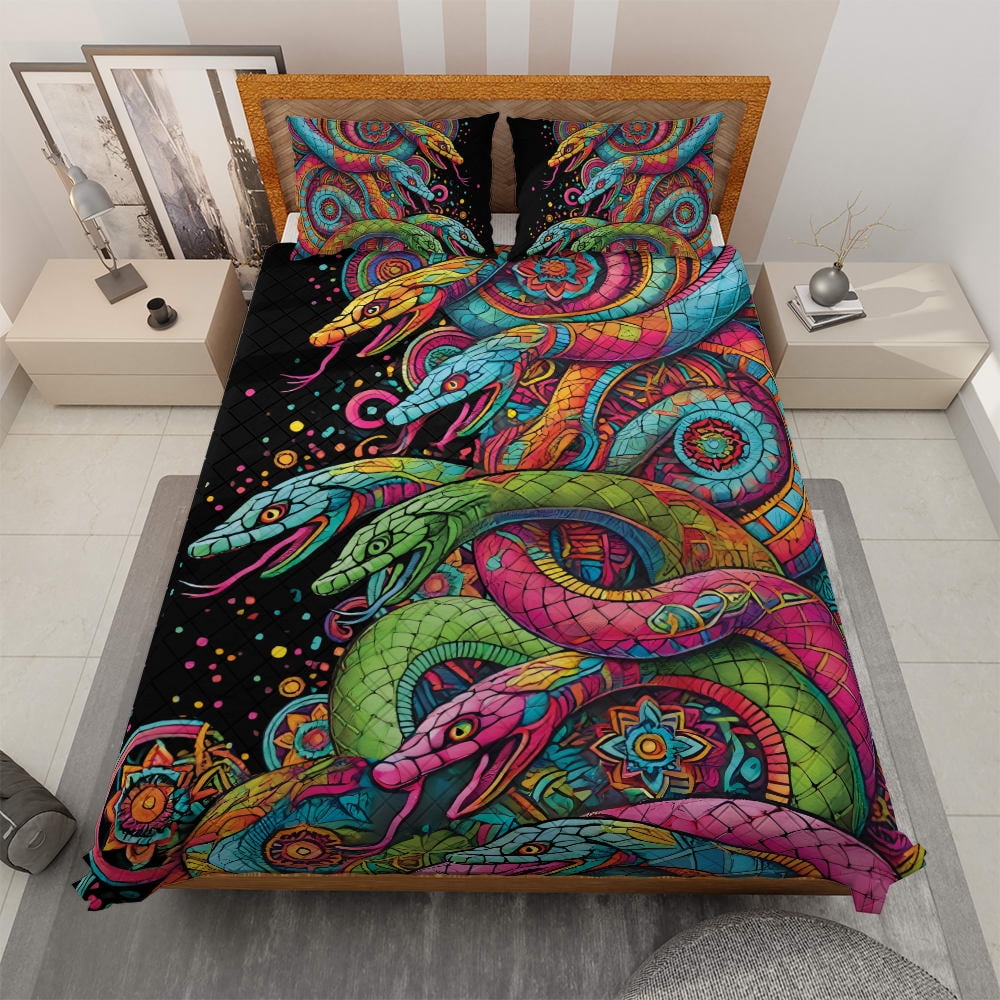 Lotusprinthandmade Snake Lovers Quilt Bedding Set (White Binding) 5 ...