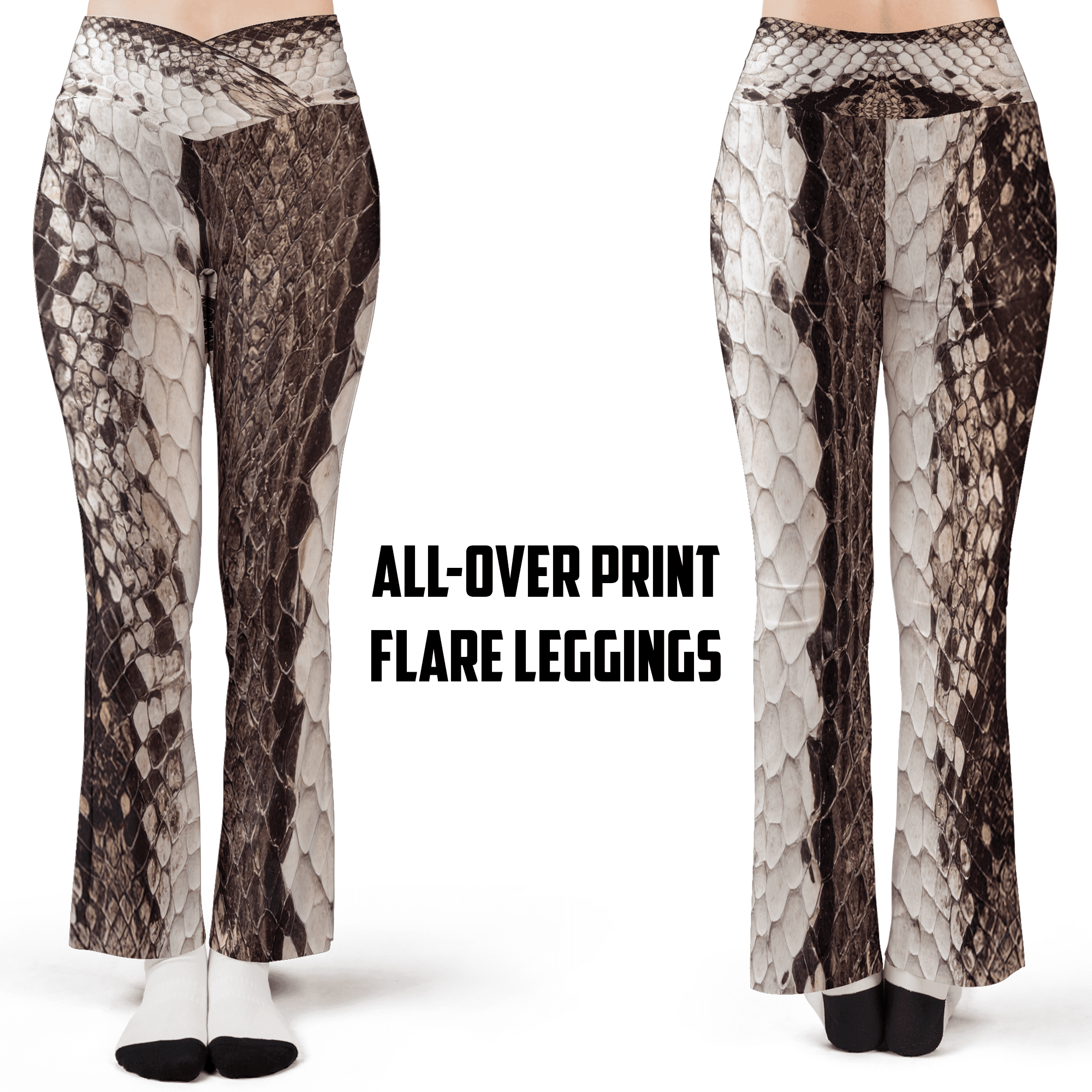 Lotusprinthandmade Snakes Skin Graphic All-over Print Flare Leggings XS ...