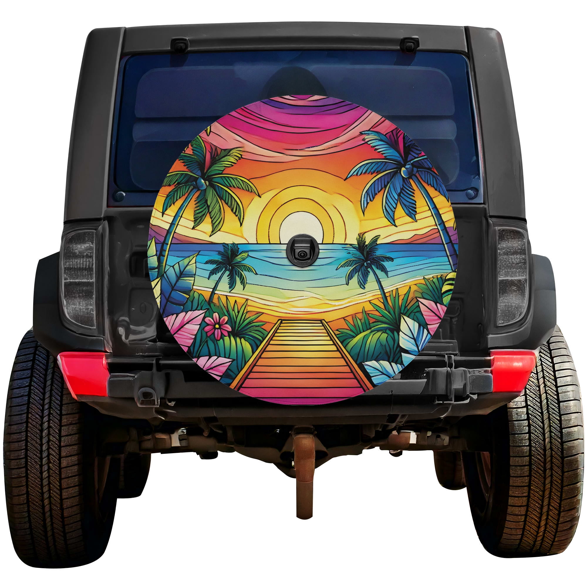 Lotusprinthandmade Sunset Beach Ocean View Spare Tire Cover With Backup ...