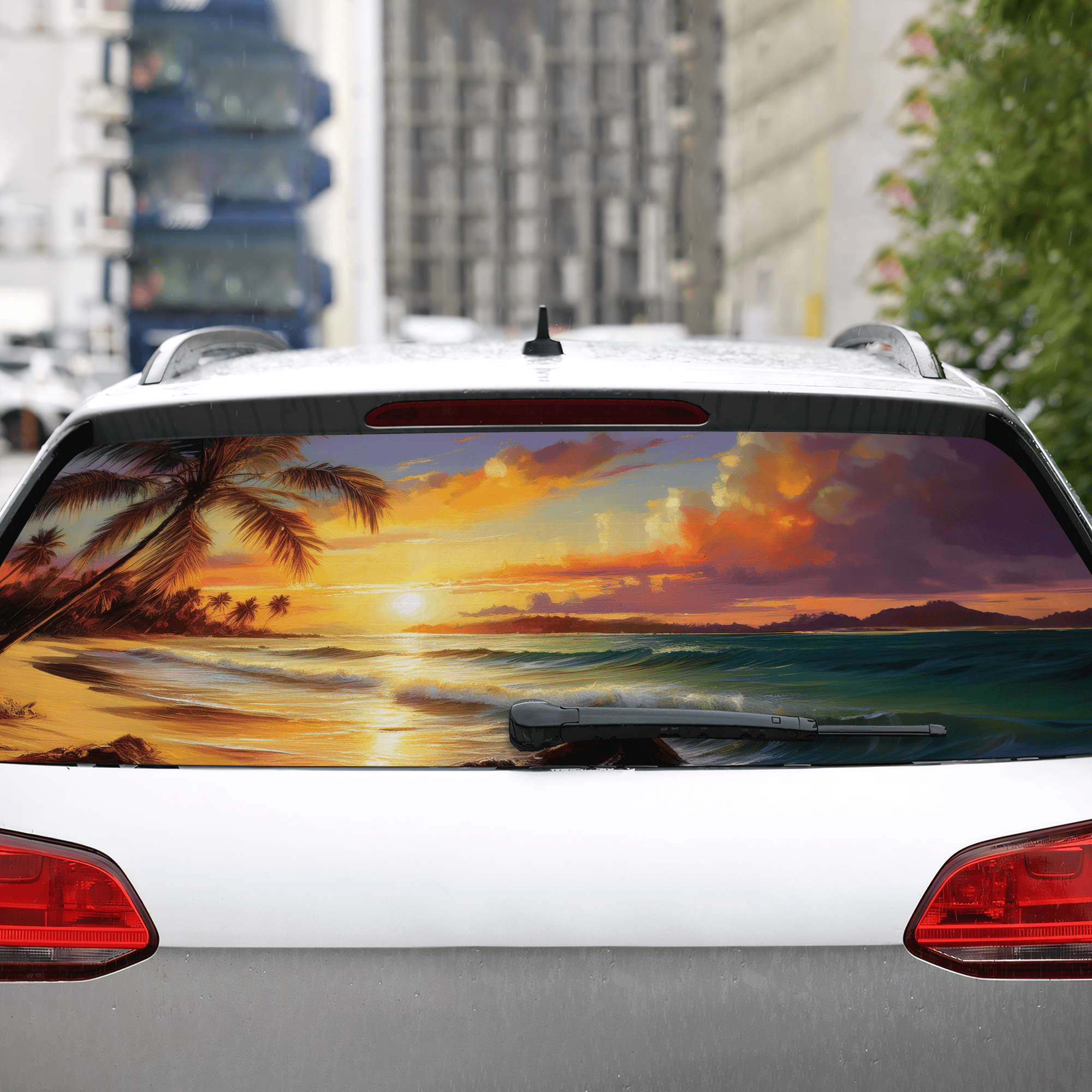 Lotusprinthandmade Sunset on Tropical Beach Rear Window Car Decal 3 ...