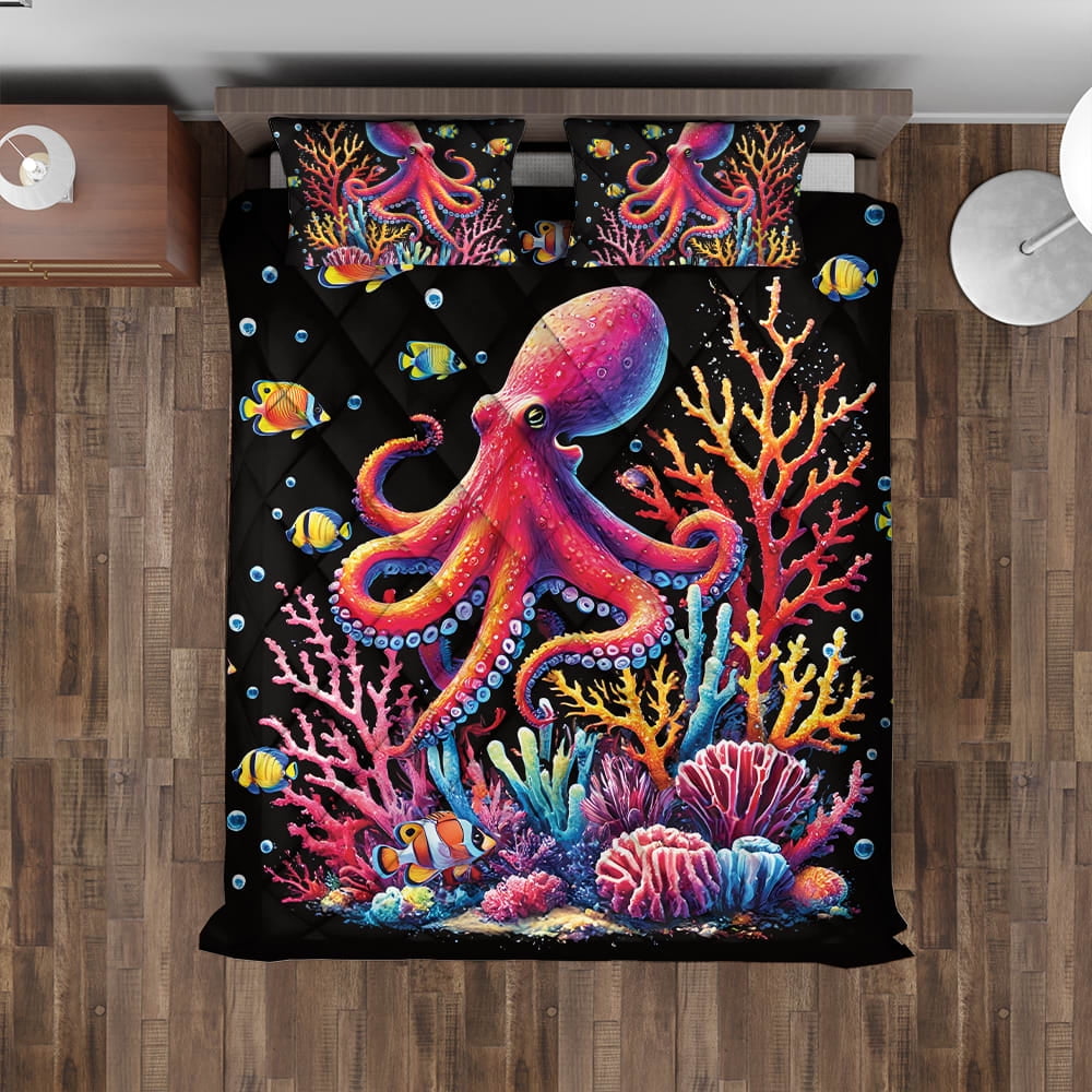 Lotusprinthandmade Super Cute Octopus 3D Quilt Bedding Set (Fold Hem) 5 ...