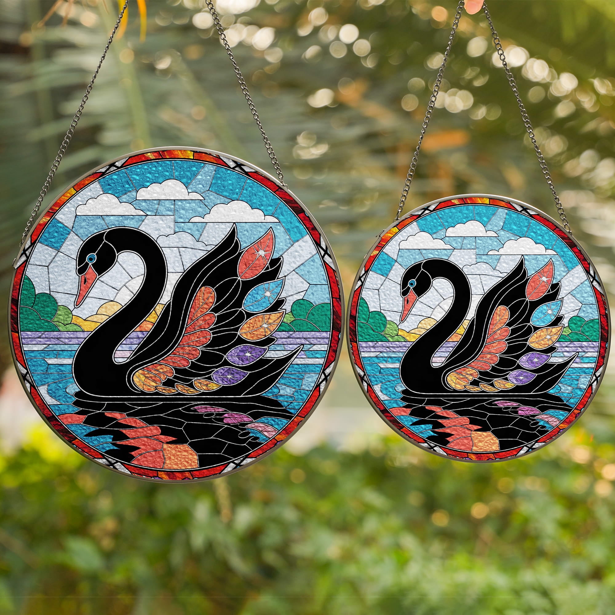 Lotusprinthandmade Swan Lovers Stained Glass Suncatcher for Window ...
