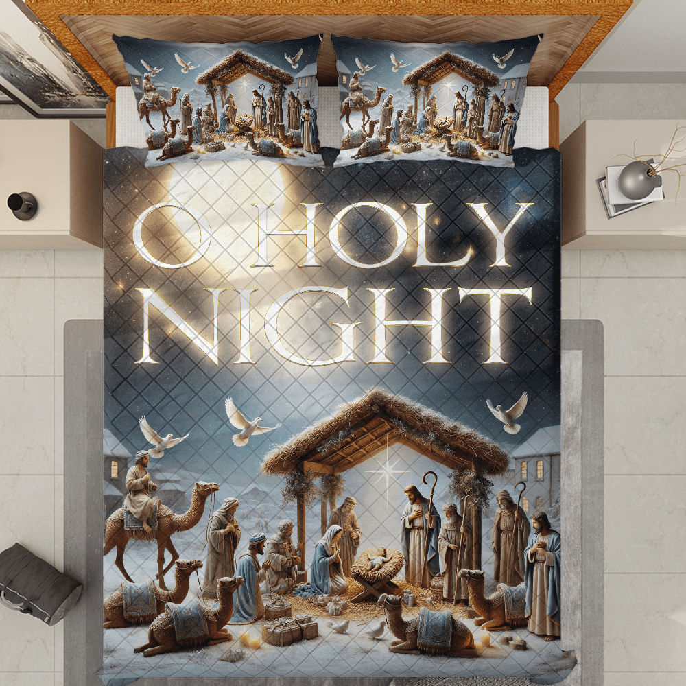 Lotusprinthandmade The Birth Of Jesus Quilt Bedding Set (White Binding ...