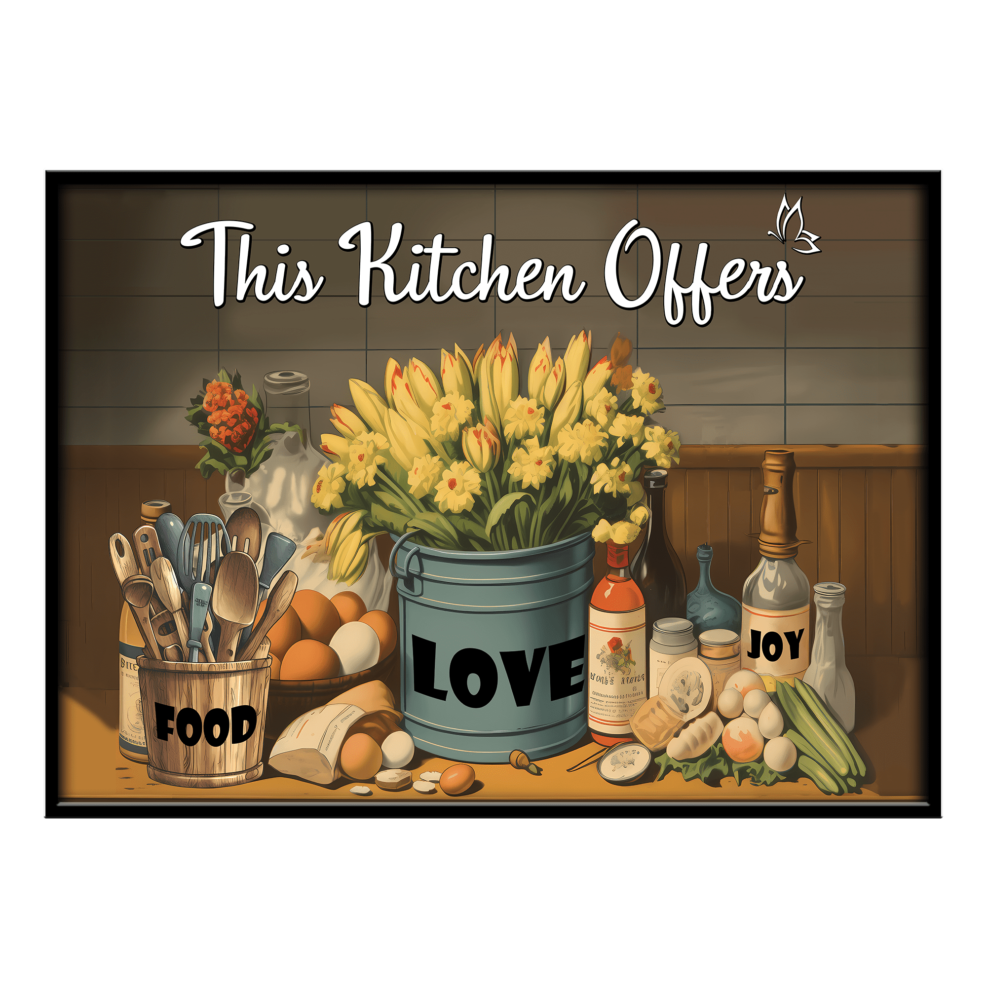 Lotusprinthandmade This Kitchen Offers Food Love Joy Canvas 1.5in 12" x ...