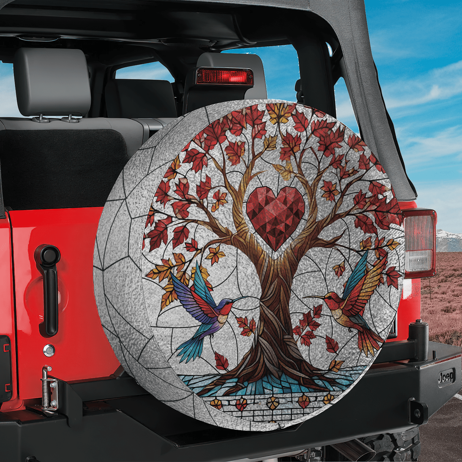 Lotusprinthandmade Tree with Hummingbird Spare Tire Cover Without ...