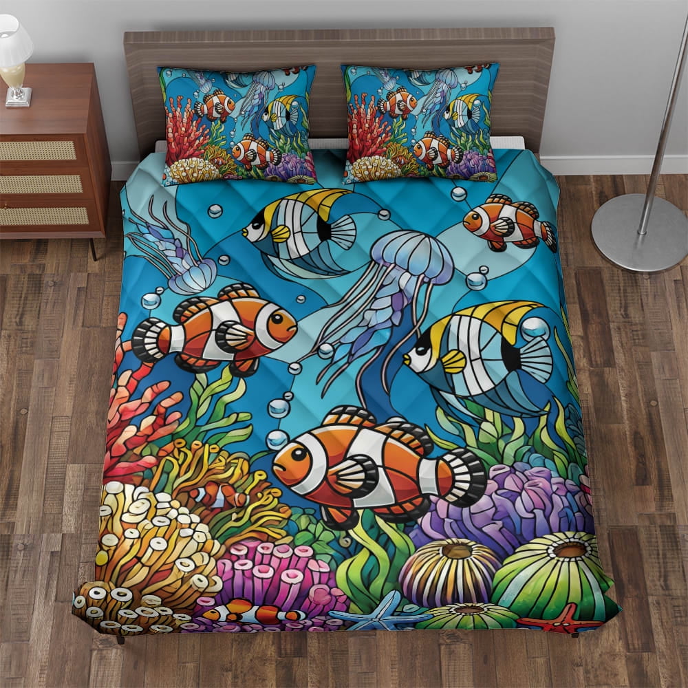 Lotusprinthandmade Tropical Fish and Coral Reef Quilt Bedding Set (Fold ...
