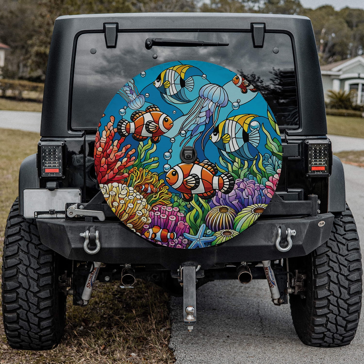 Lotusprinthandmade Tropical Fish and Coral Reef Spare Tire Cover With ...