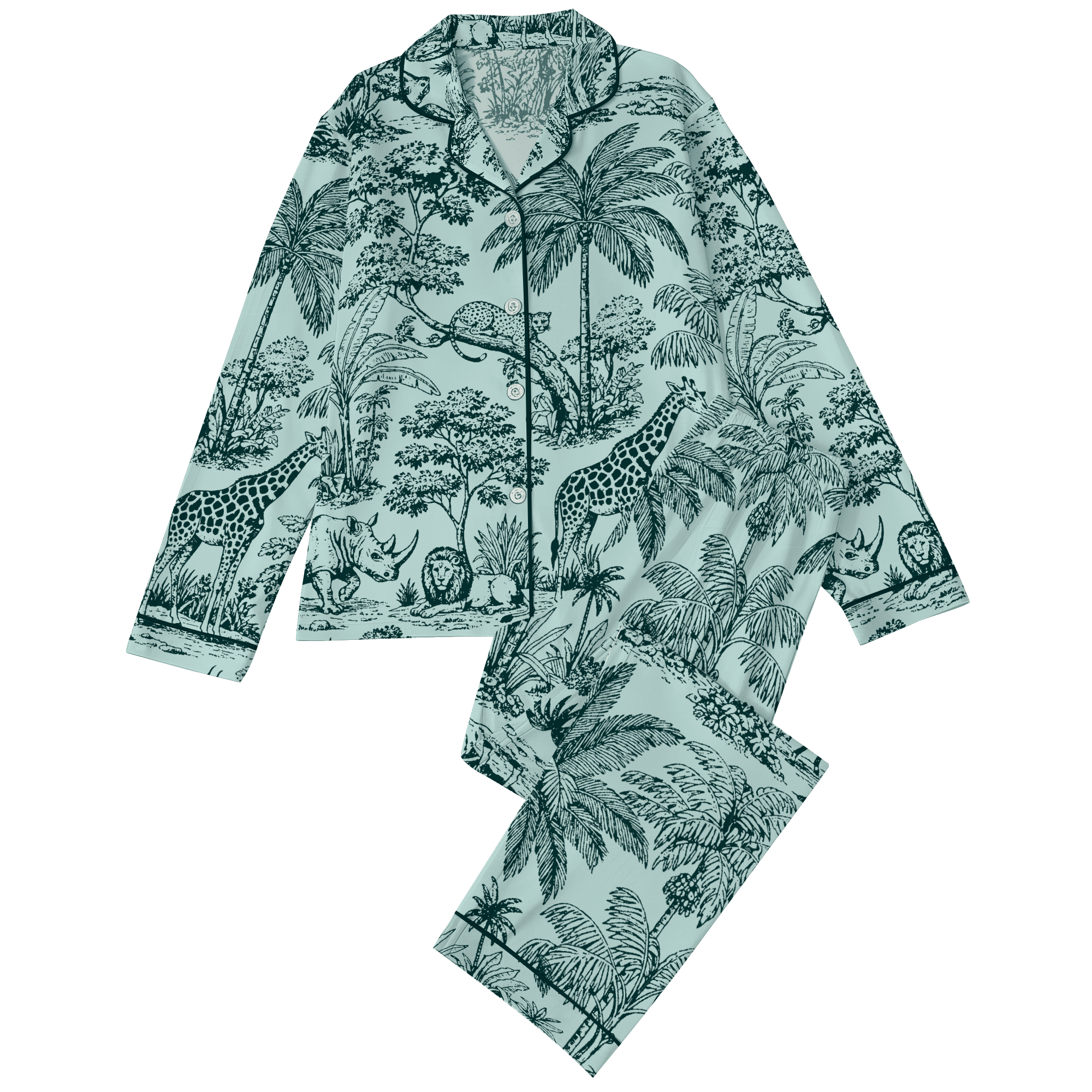 Lotusprinthandmade Tropical Palm Tree All-over Print Satin Pajamas Set ...