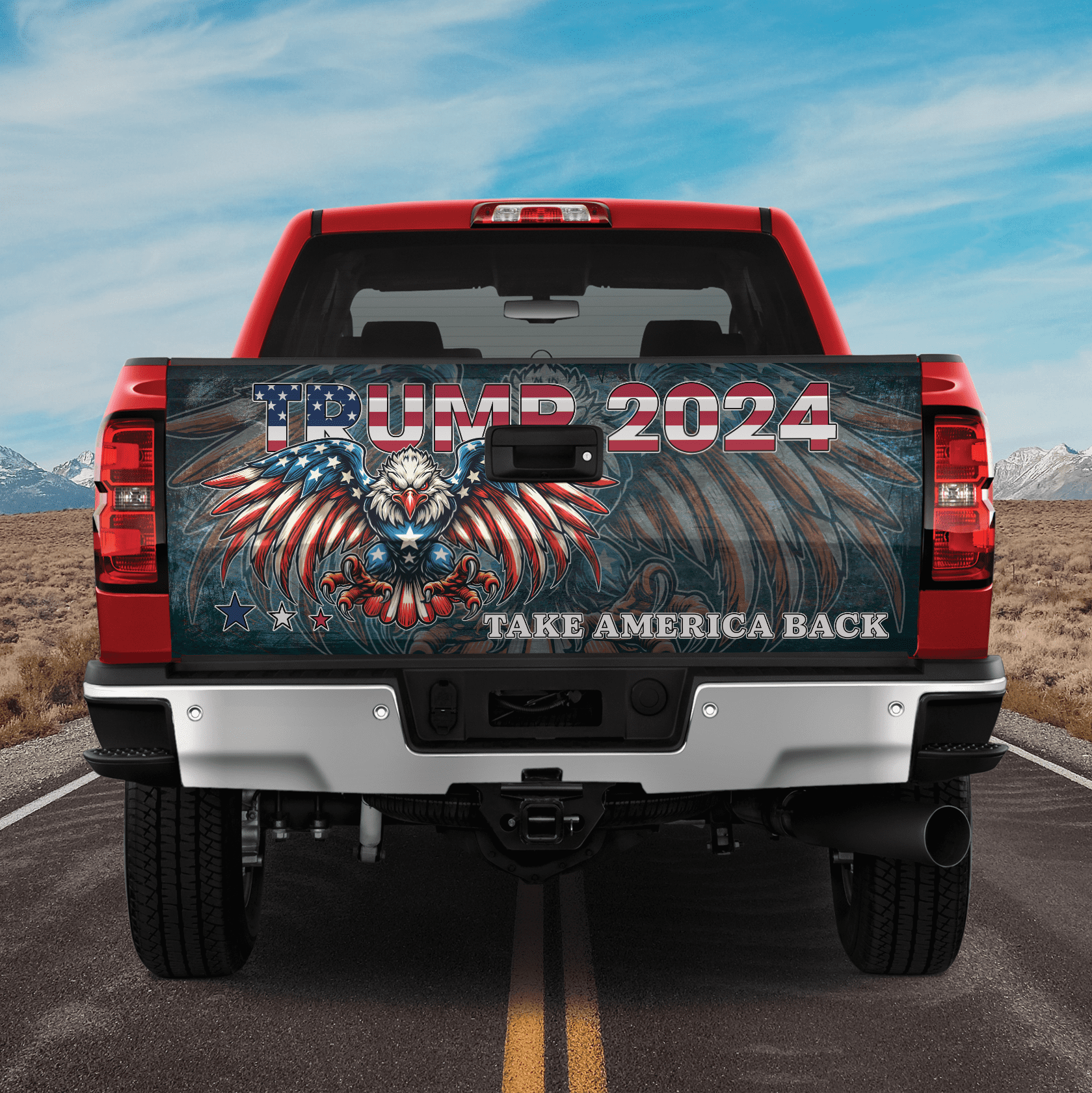 Lotusprinthandmade Trump 2024 Truck Tailgate Wrap 24"x58", Trump Truck ...