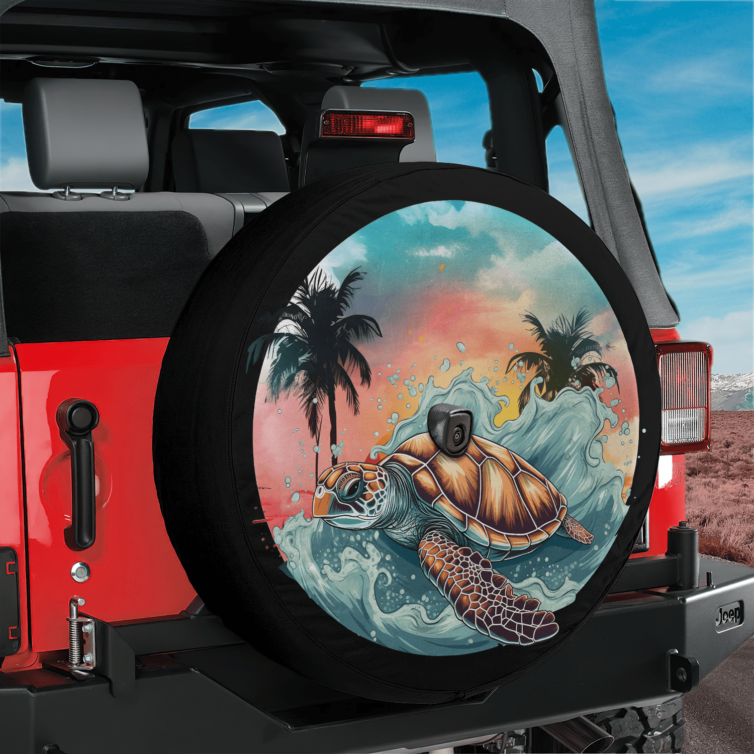 Lotusprinthandmade Turtle Retro Summer Spare Tire Cover With Backup ...