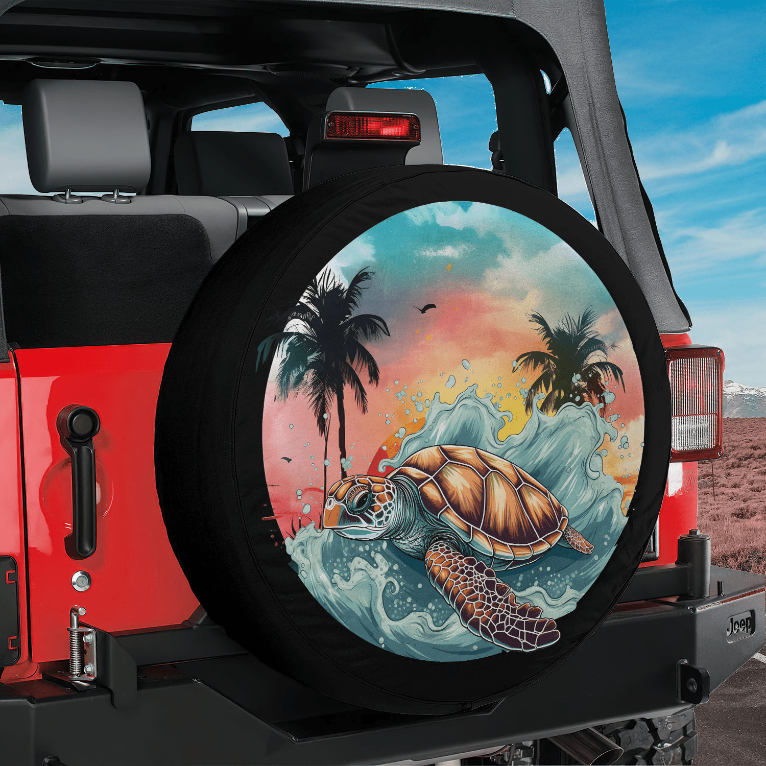 Lotusprinthandmade Turtle Retro Summer Spare Tire Cover Without Backup ...