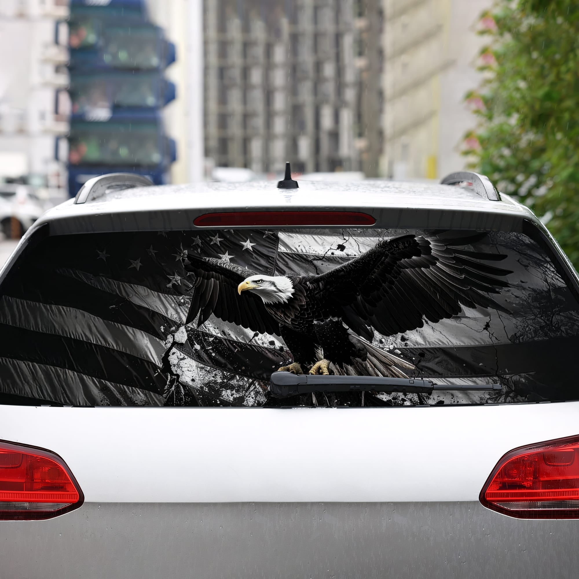 Lotusprinthandmade US Eagle America Flag Rear Window Car Decal 3 Sizes ...