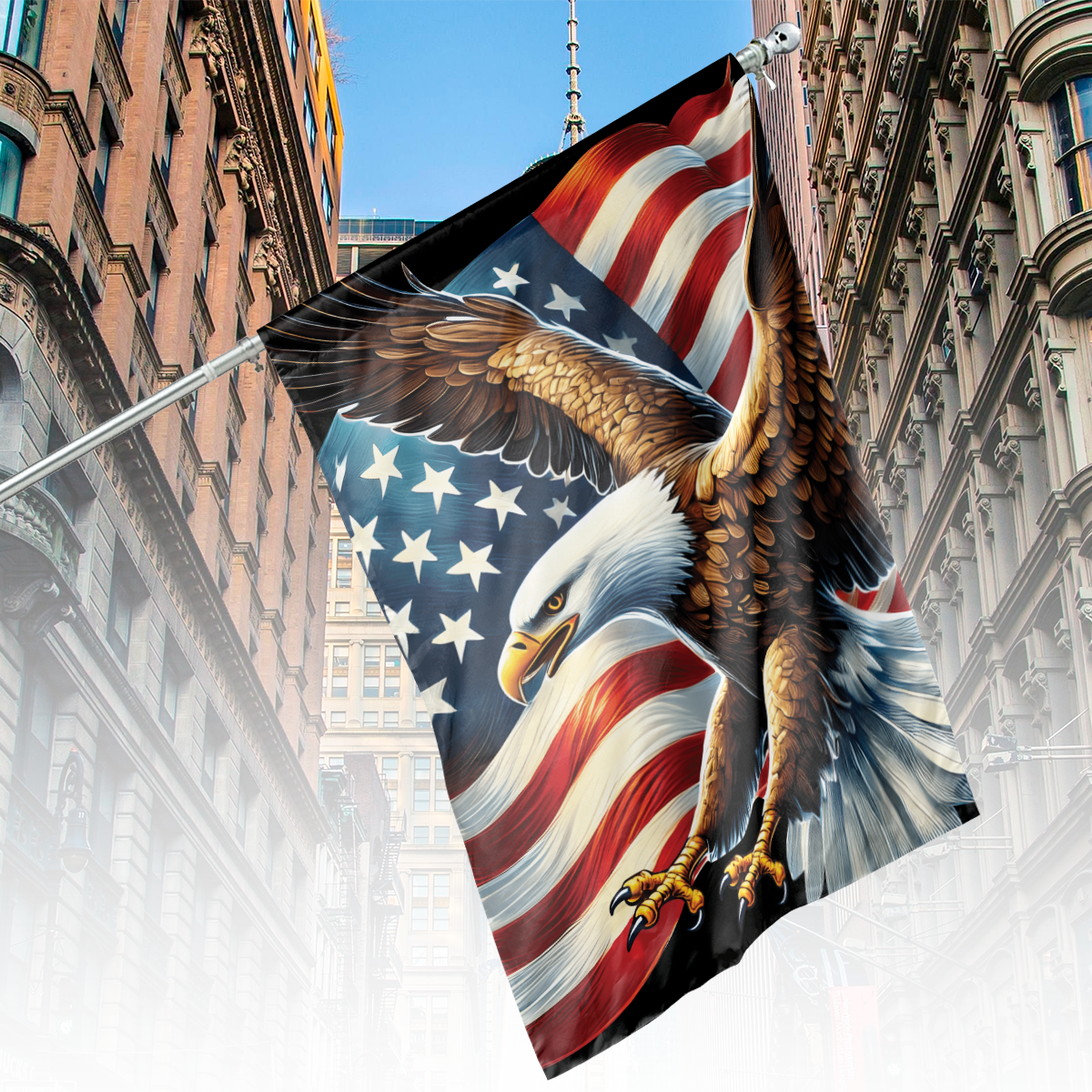 Lotusprinthandmade US Flag Eagle Patriotic 100% Polyester Vertical ...