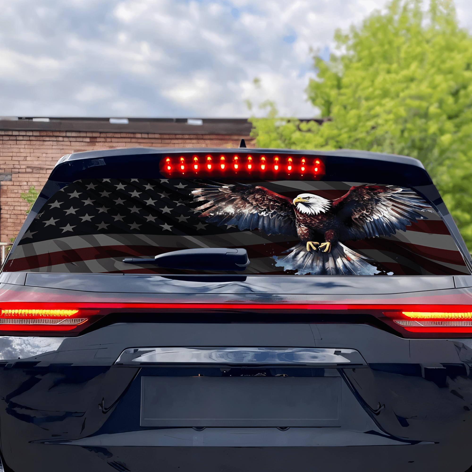 Lotusprinthandmade US Flag Eagle Rear Window Car Decal 14" x 53", US ...