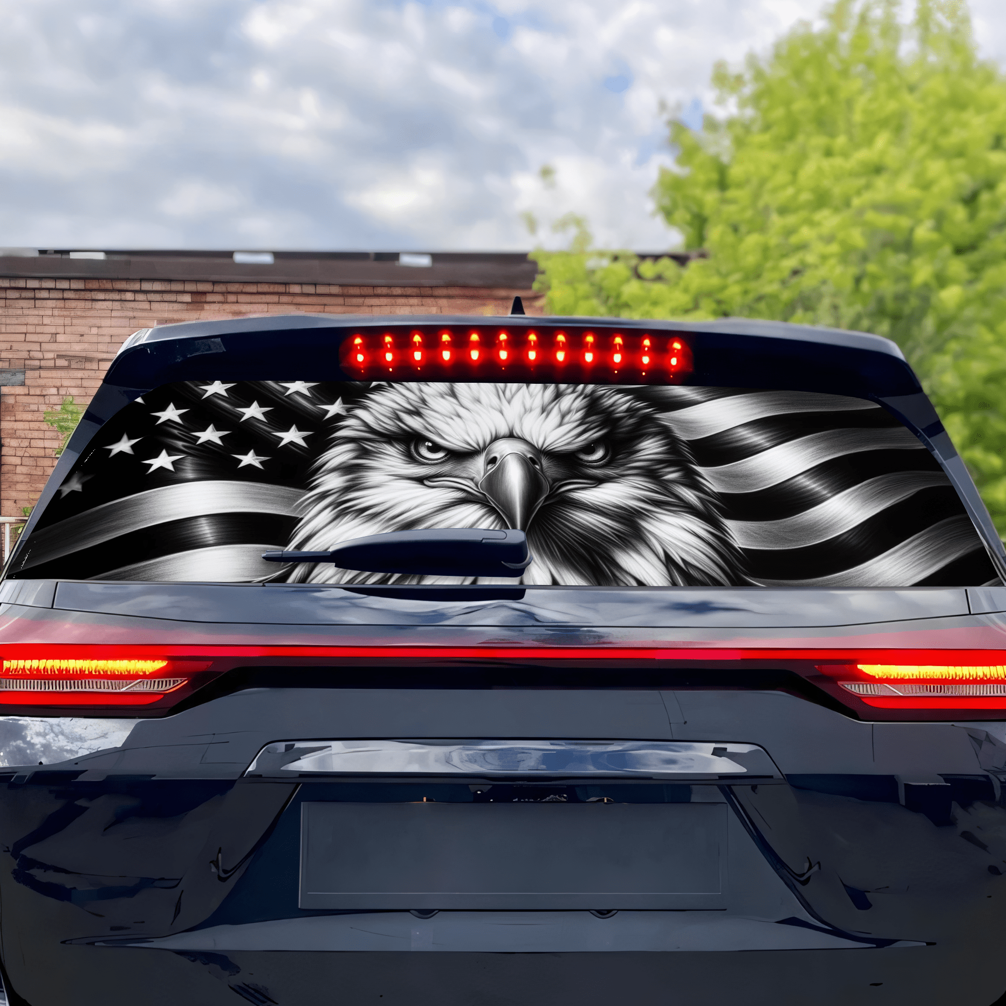Lotusprinthandmade US Flag Eagle Rear Window Car Decal 14" x 53", US ...