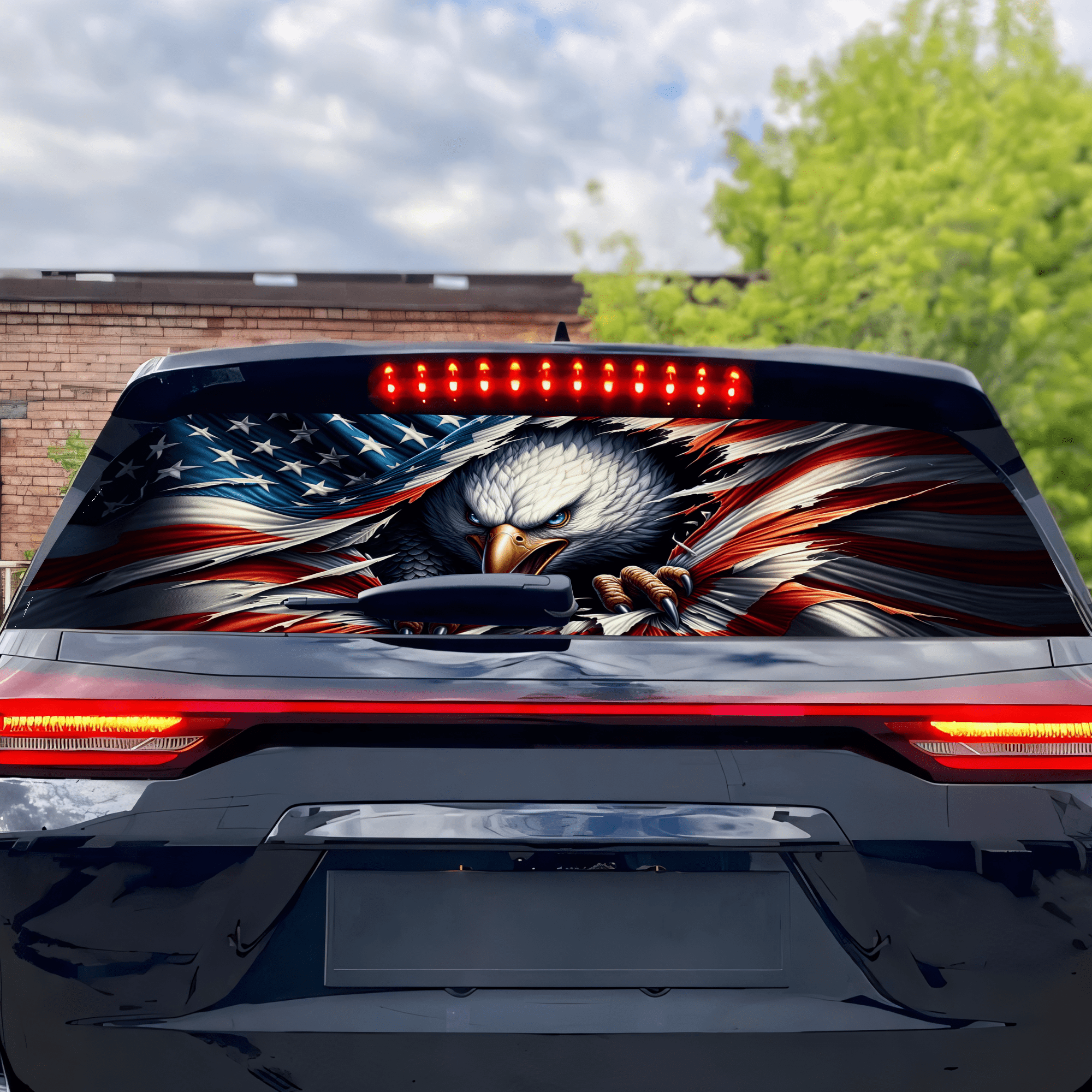 Lotusprinthandmade US Flag Eagle Rear Window Car Decal 14" x 53", US ...