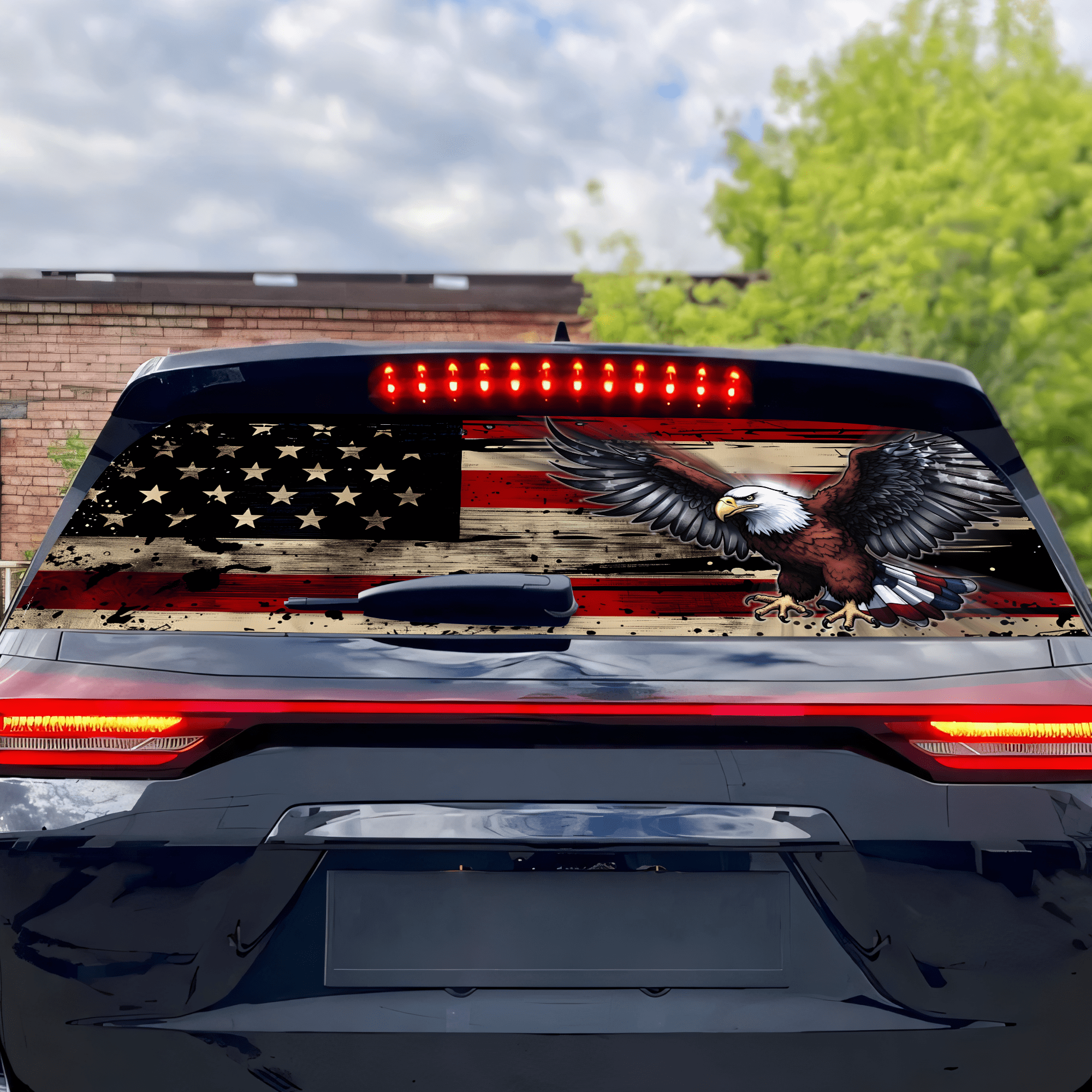 Lotusprinthandmade US Flag Eagle Rear Window Car Decal 14" x 53", US ...
