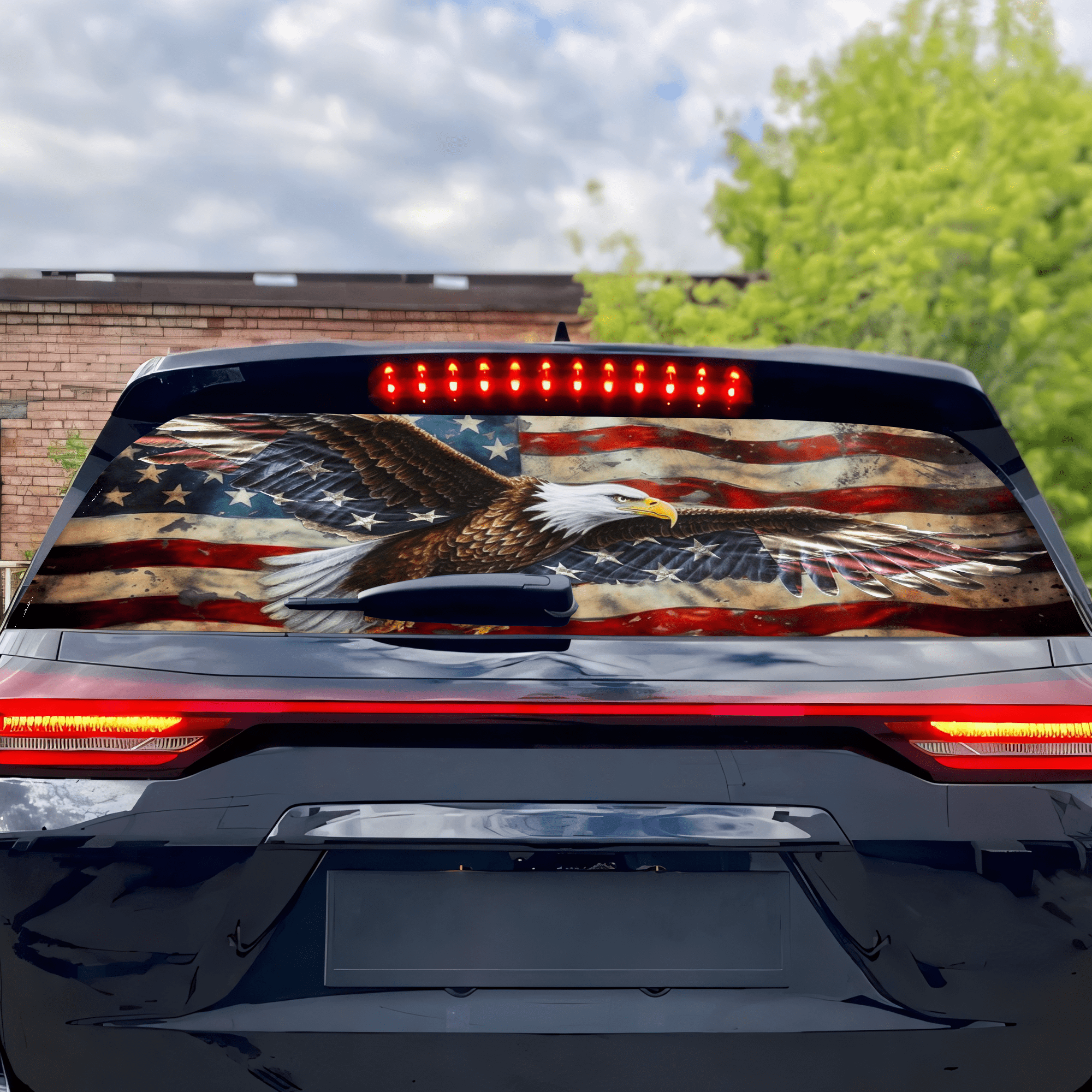 Lotusprinthandmade US Flag Eagle Rear Window Car Decal 14" x 53", US ...