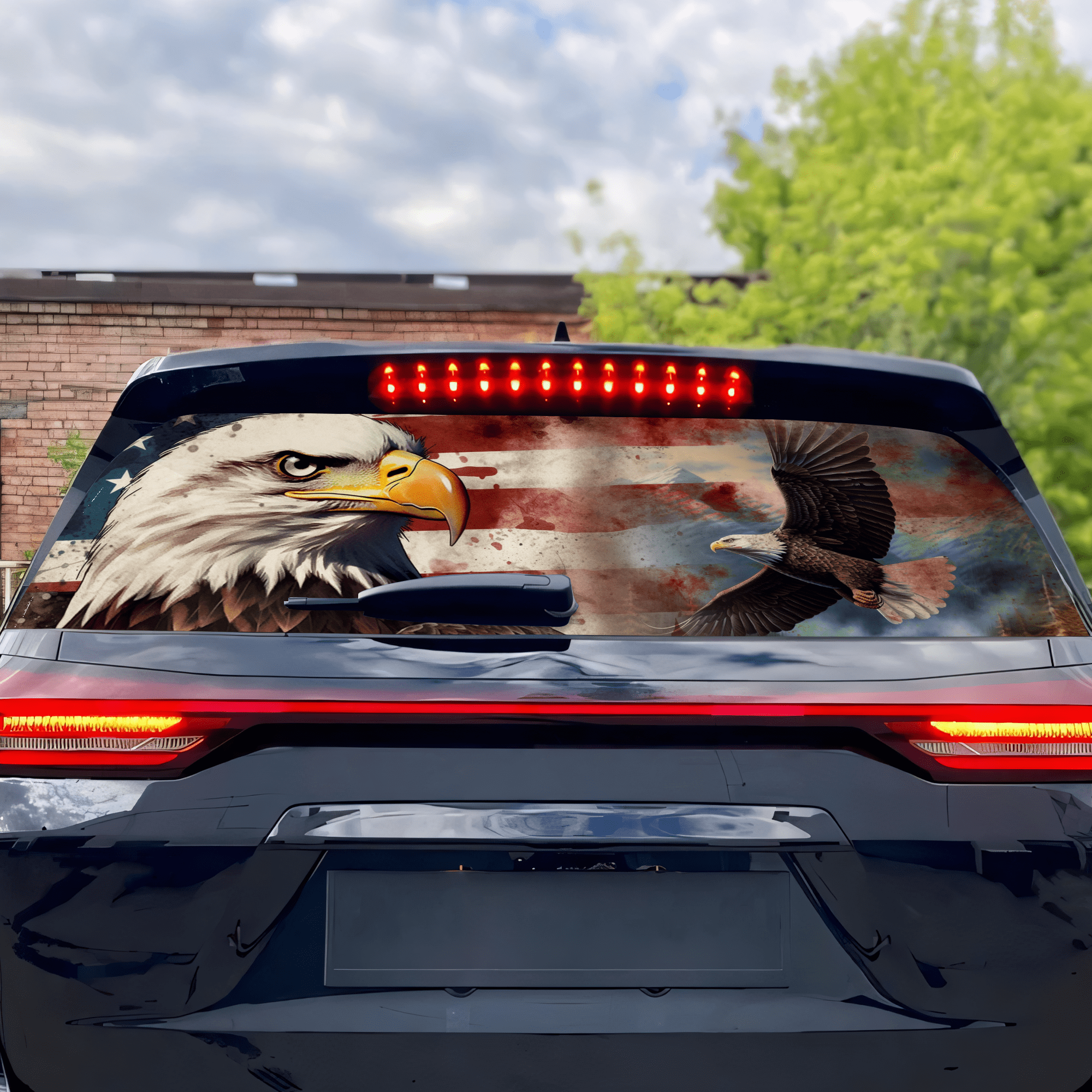 Lotusprinthandmade US Flag Eagle Rear Window Car Decal 18" x 58", US ...
