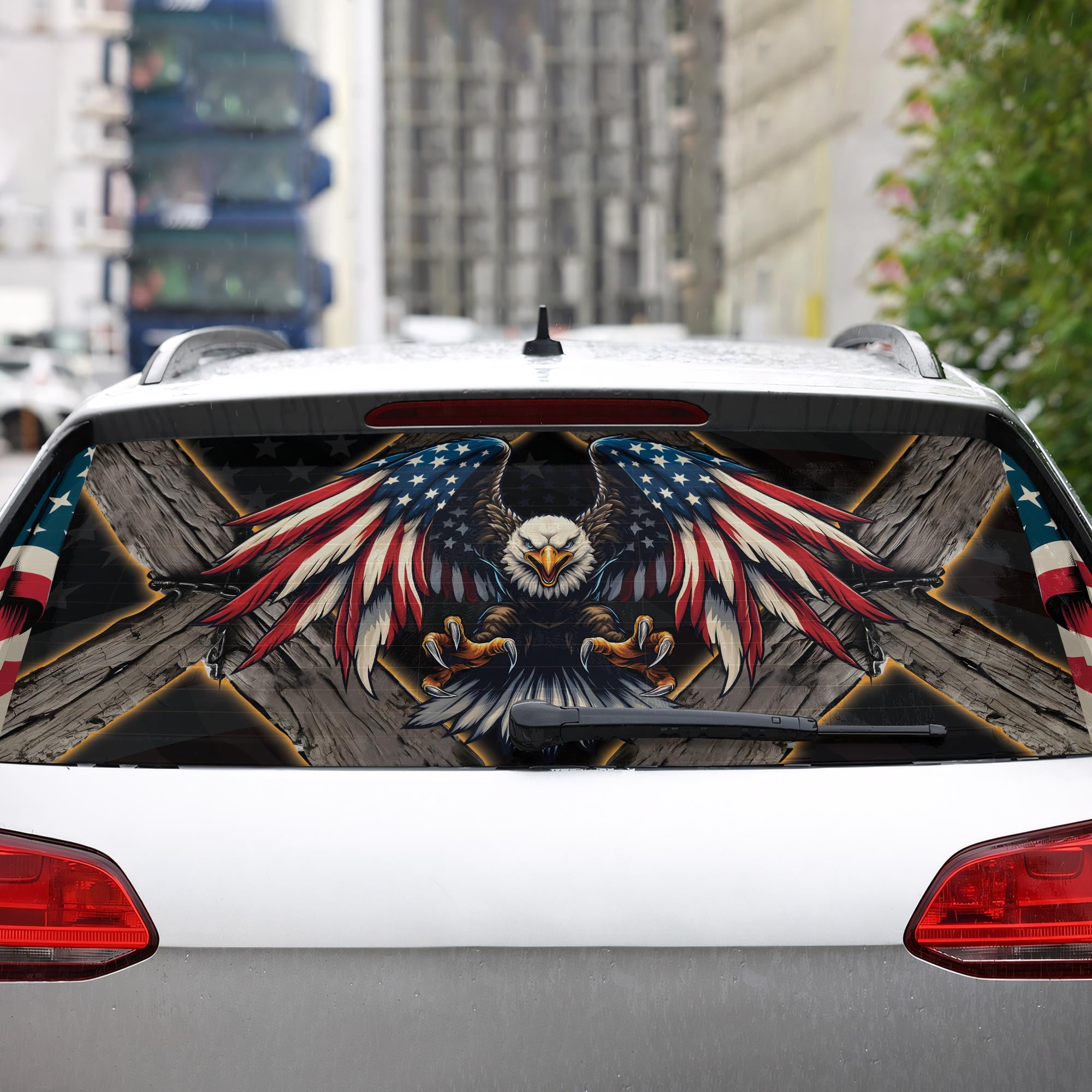 Lotusprinthandmade US Flag Eagle Rear Window Car Decal 3 Sizes (18x58 ...