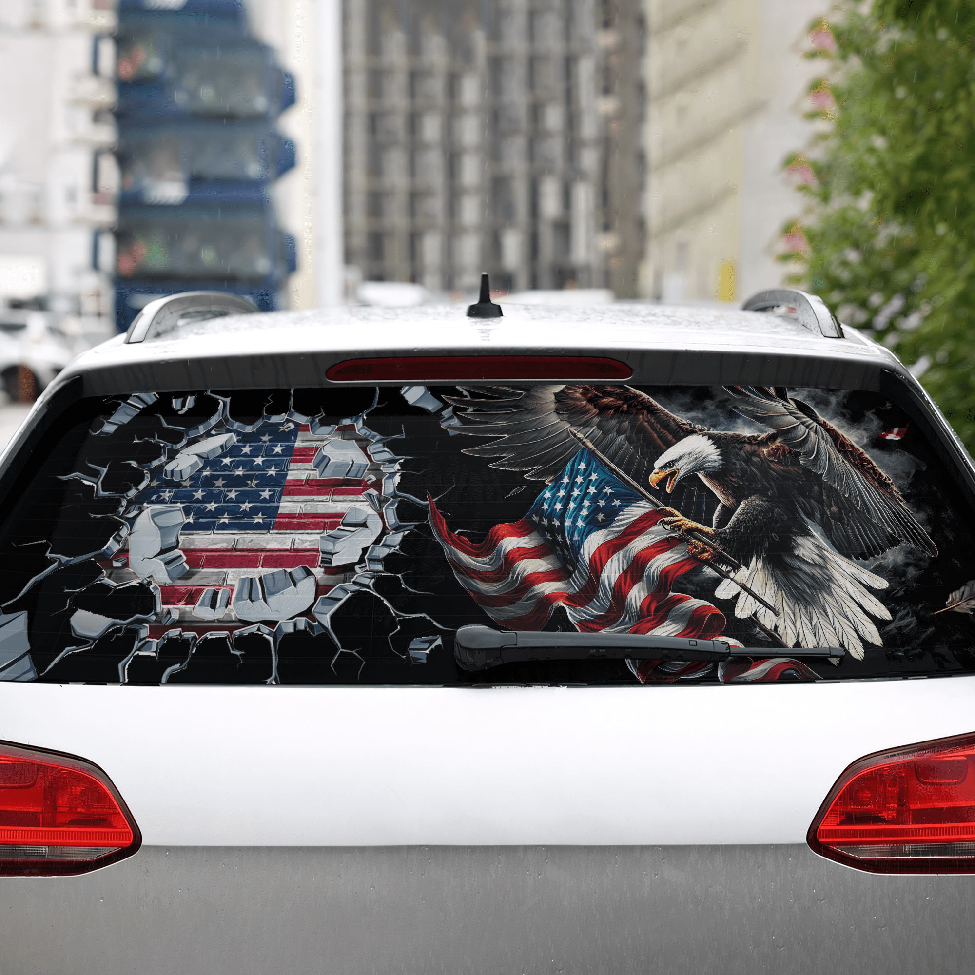 Lotusprinthandmade US Flag Eagle Rear Window Car Decal 3 Sizes (18x58 ...